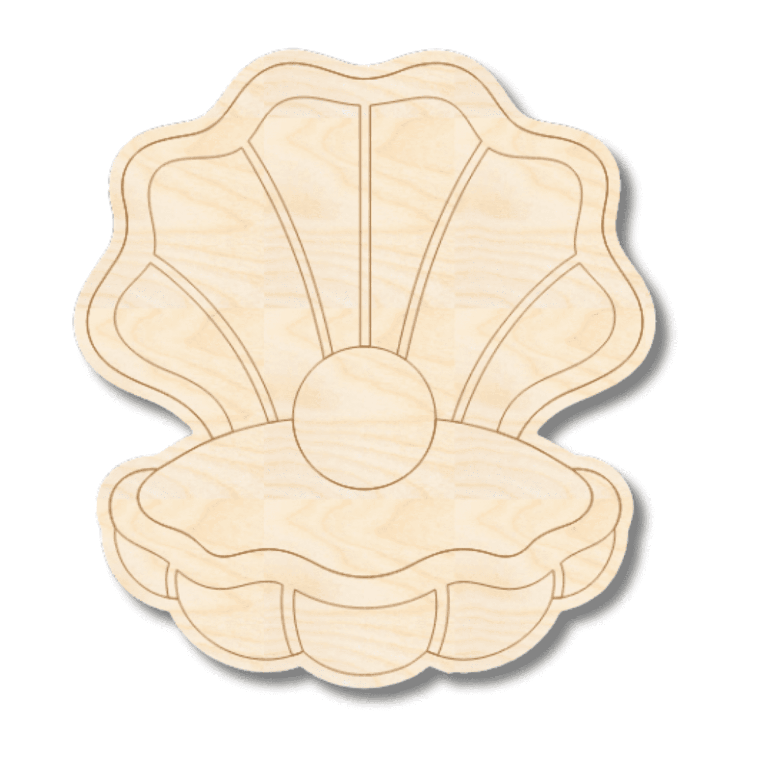 Unfinished Wood Etched Clam Shape | Paint By Line Crafts | up to 30 ...