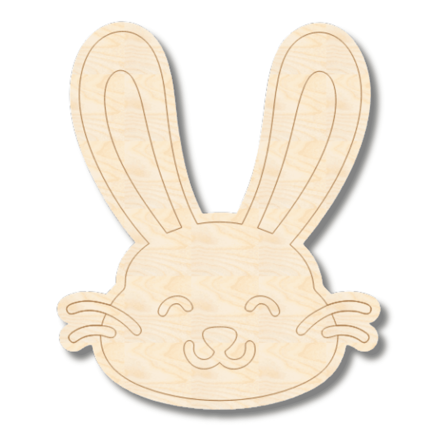 Unfinished Wood Etched Cute Bunny Head Shape | Paint By Line Crafts ...