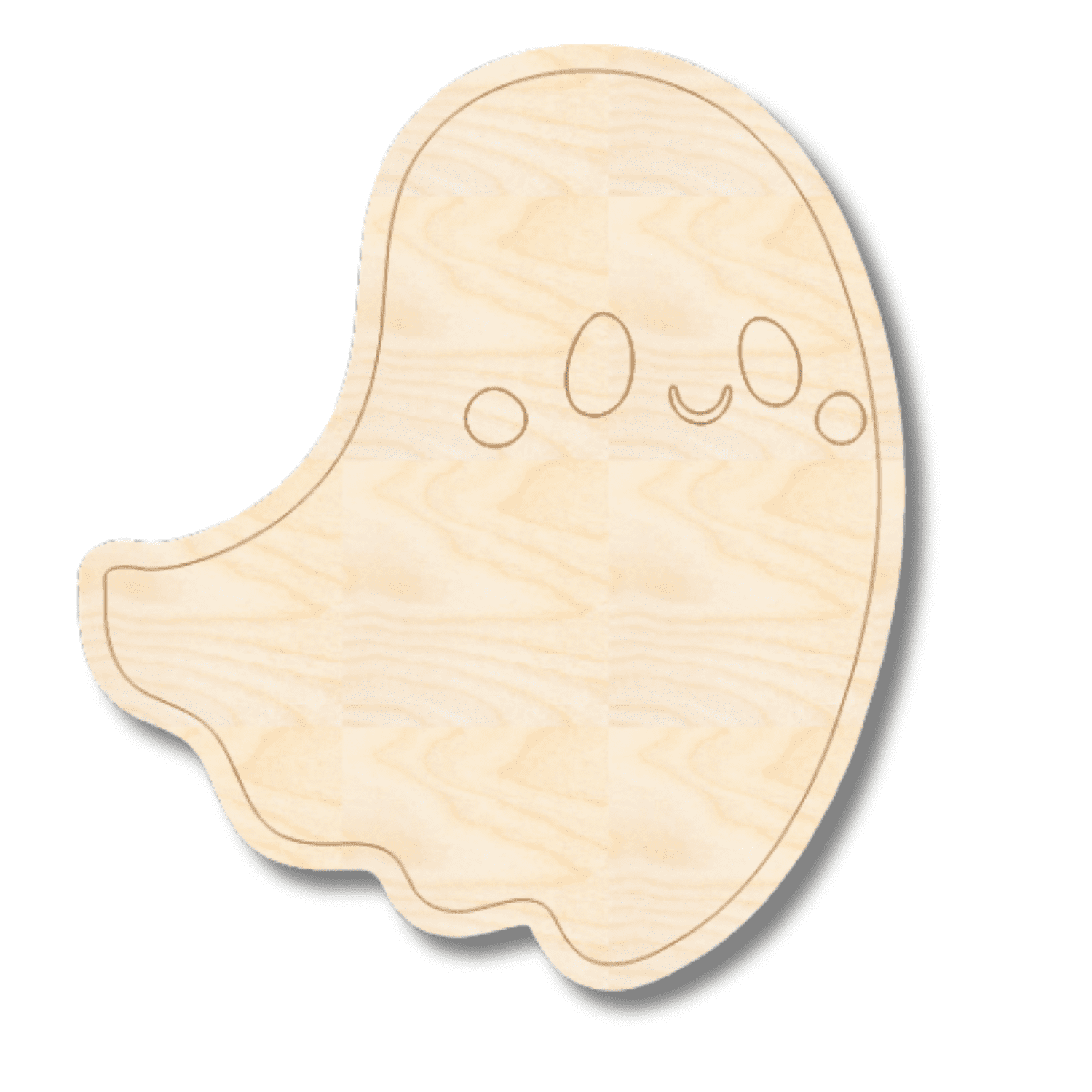 Unfinished Wood Etched Cute Ghost Shape | Paint By Line Crafts | up to ...