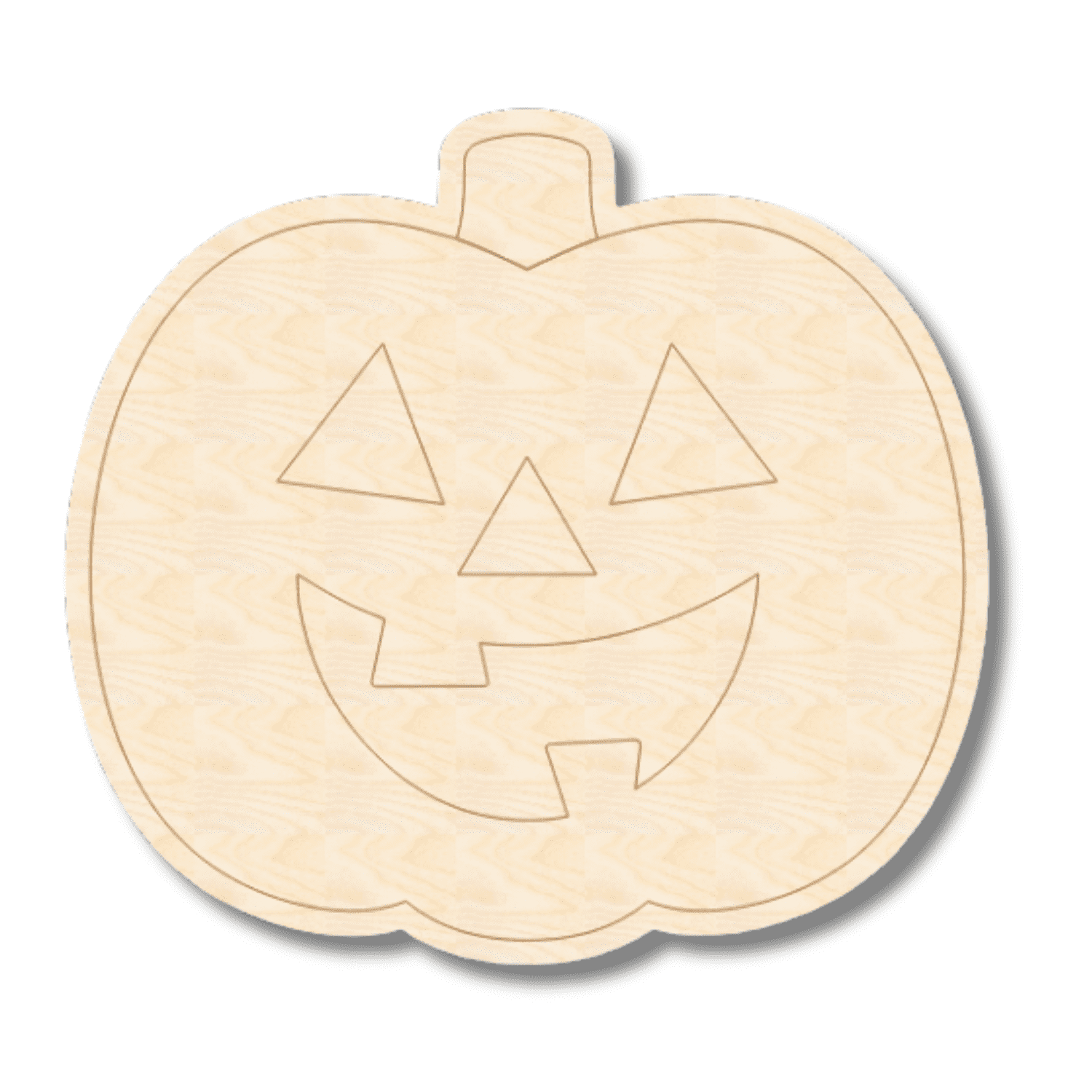 Unfinished Wood Etched Cute Jack o' Lantern Shape | Paint By Line ...