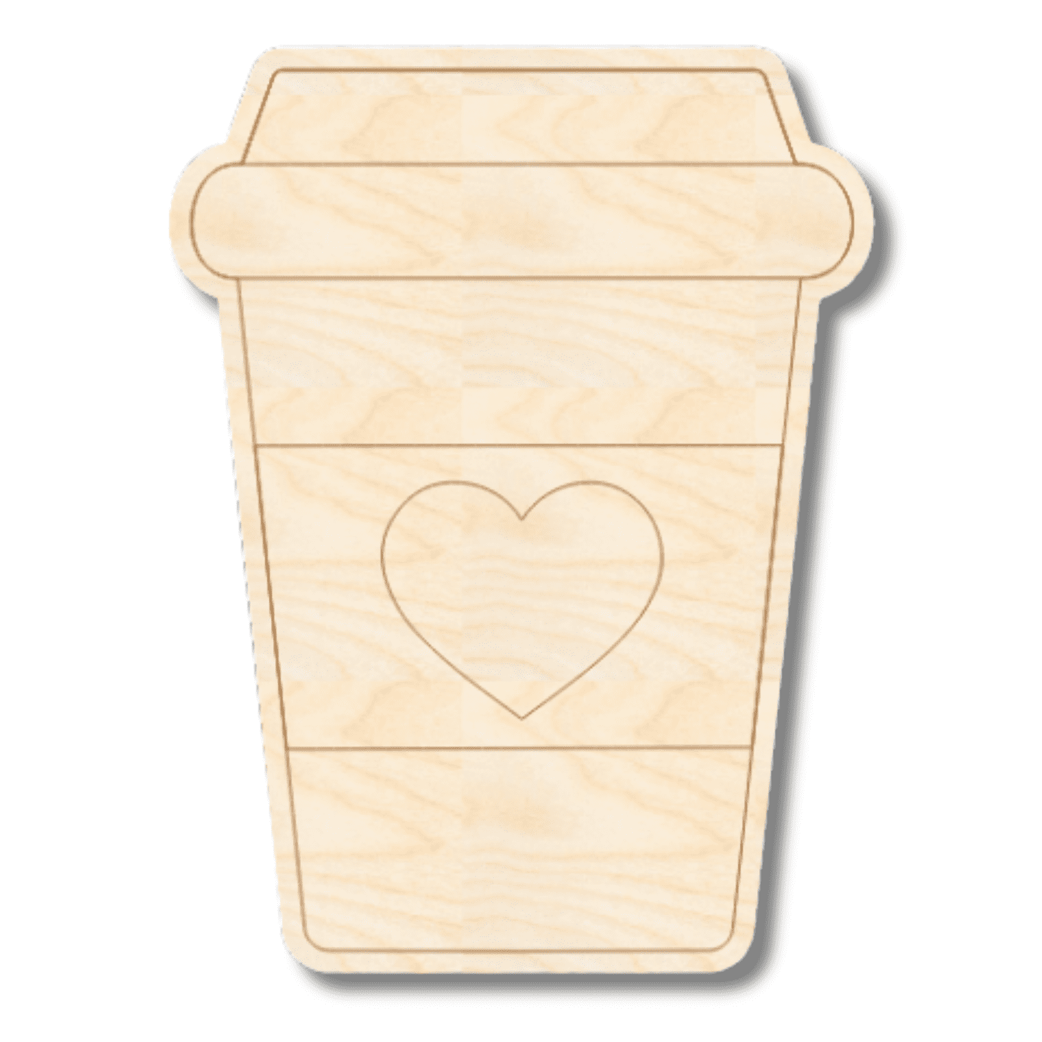 Unfinished Wood Etched Cute Latte Shape 5" / 1/8" - Walmart.com