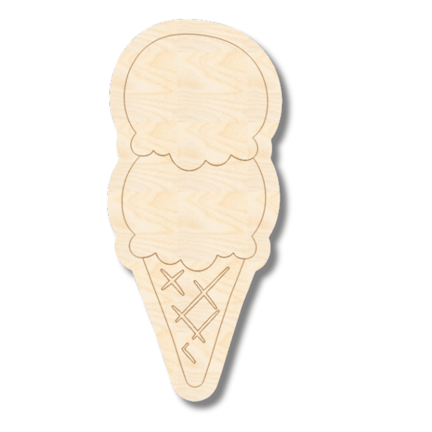 Unfinished Wood Etched Double Ice Cream Scoop Shape | Paint By Line ...