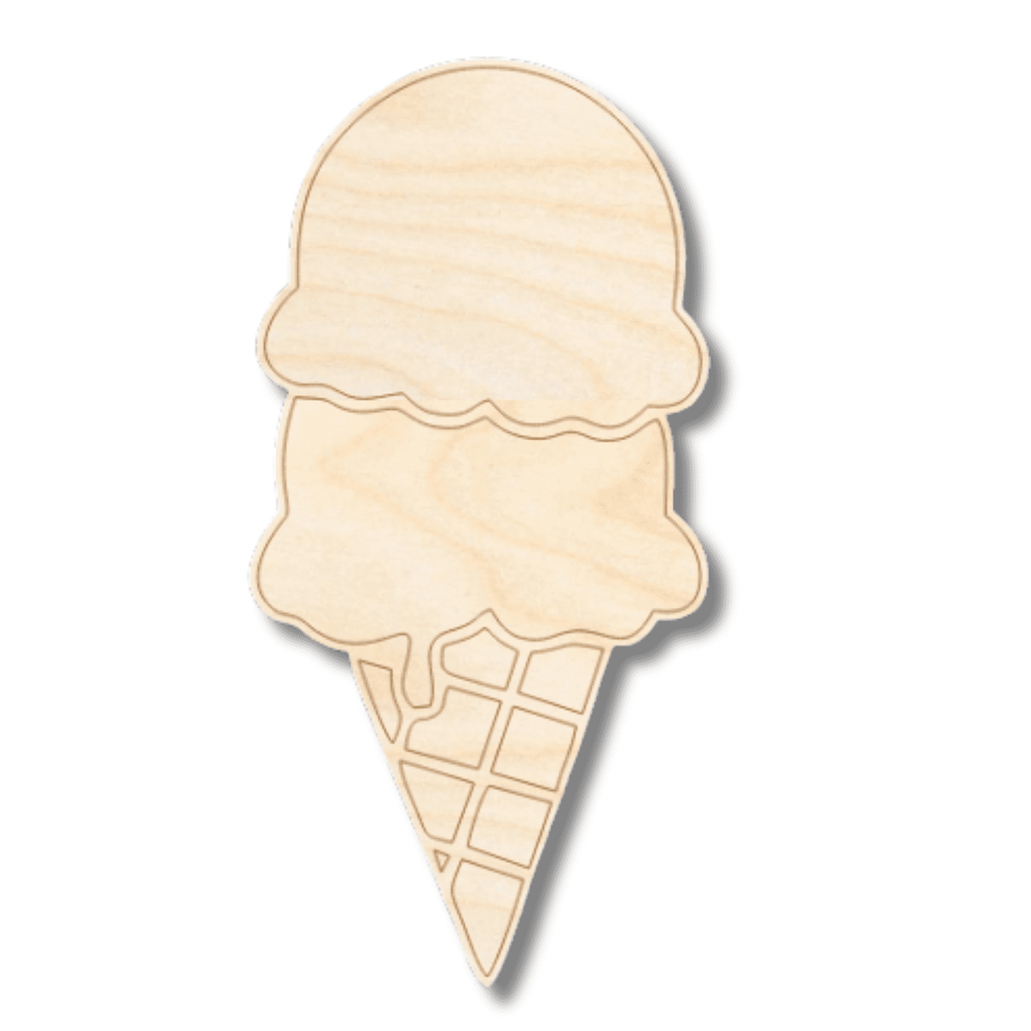 Unfinished Wood Etched Double Stack Ice Cream Shape | Paint By Line ...