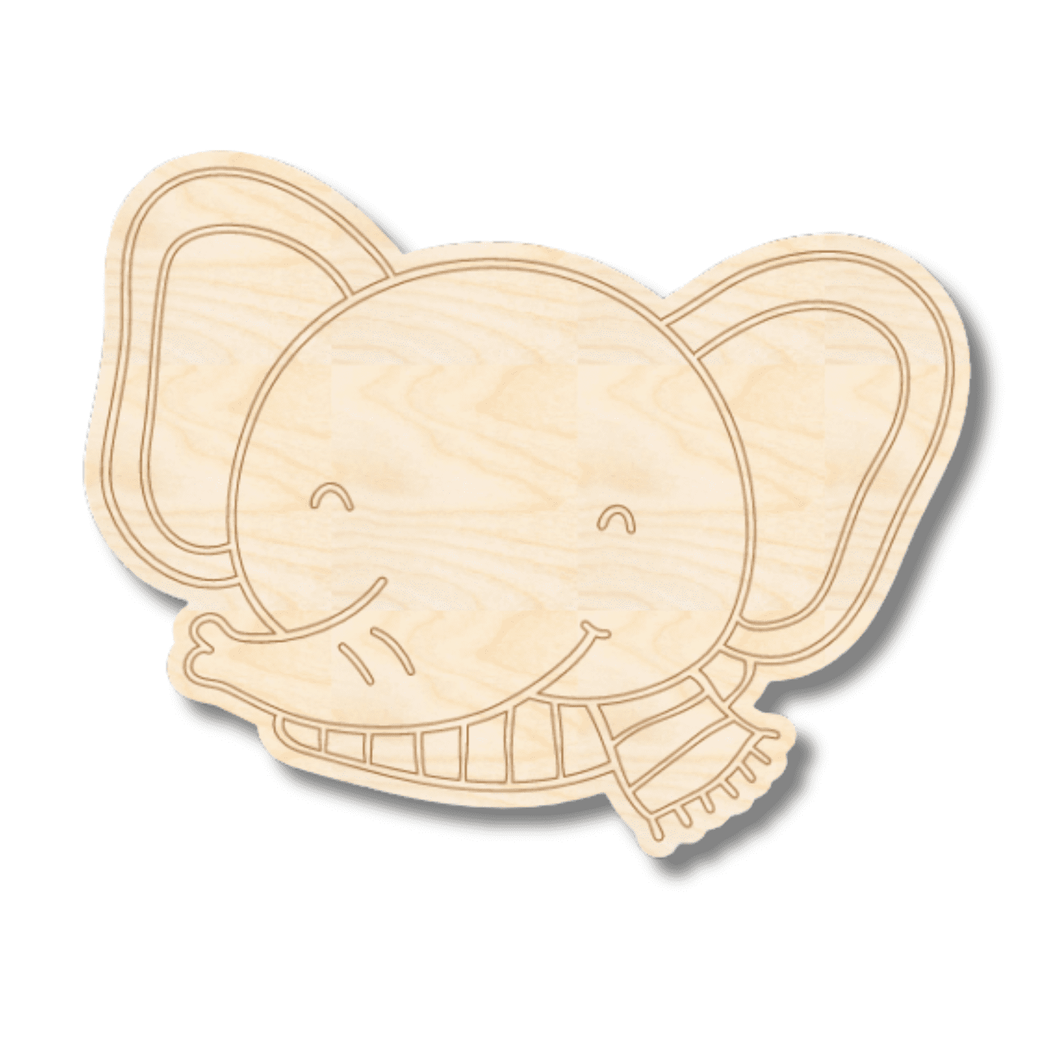 Unfinished Wood Etched Elephant Head Shape | Paint By Line Crafts | up to 30" DIY 3" / 1/4 ...