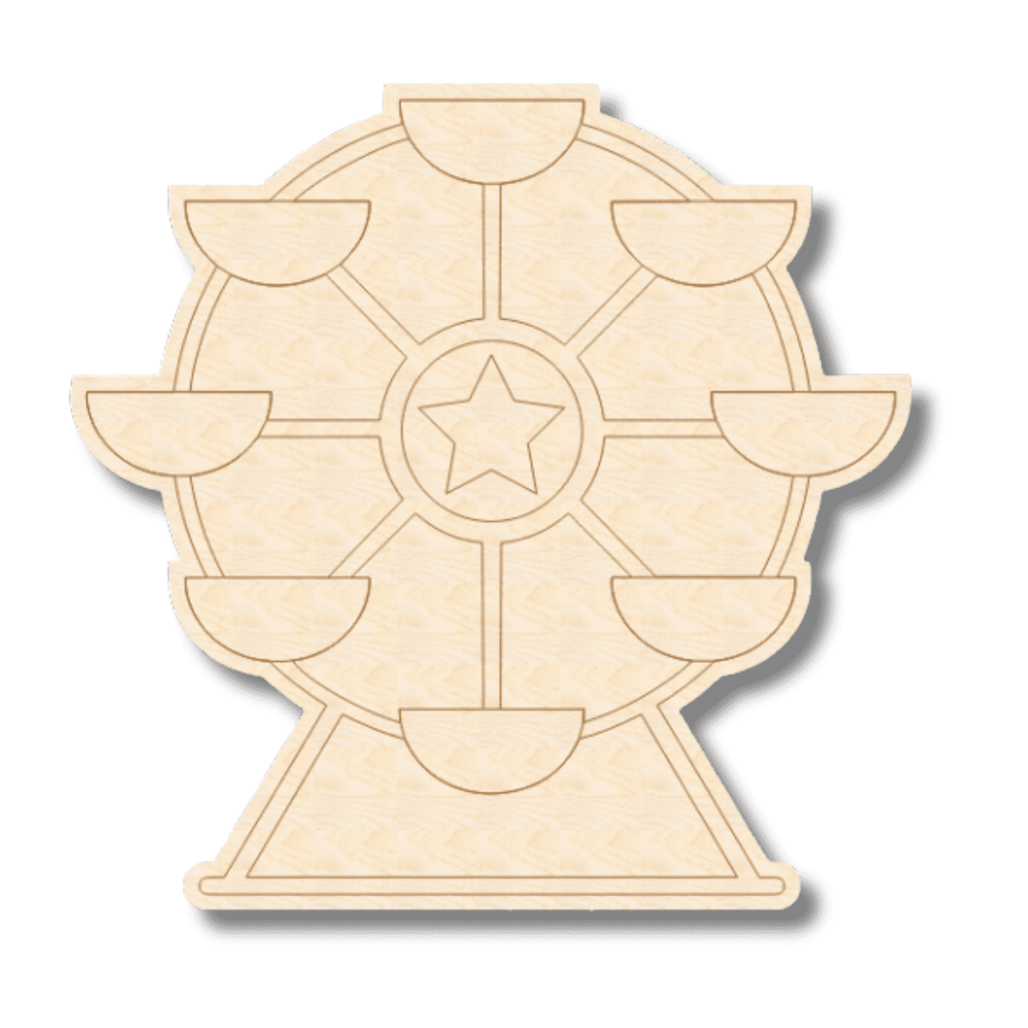 Unfinished Wood Etched Ferris Wheel Shape | Paint By Line Crafts | up ...