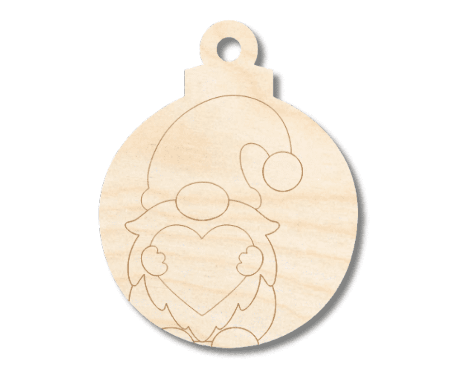 Unfinished Wood Etched Gnome Holding Heart Ornament Shape | Paint By ...