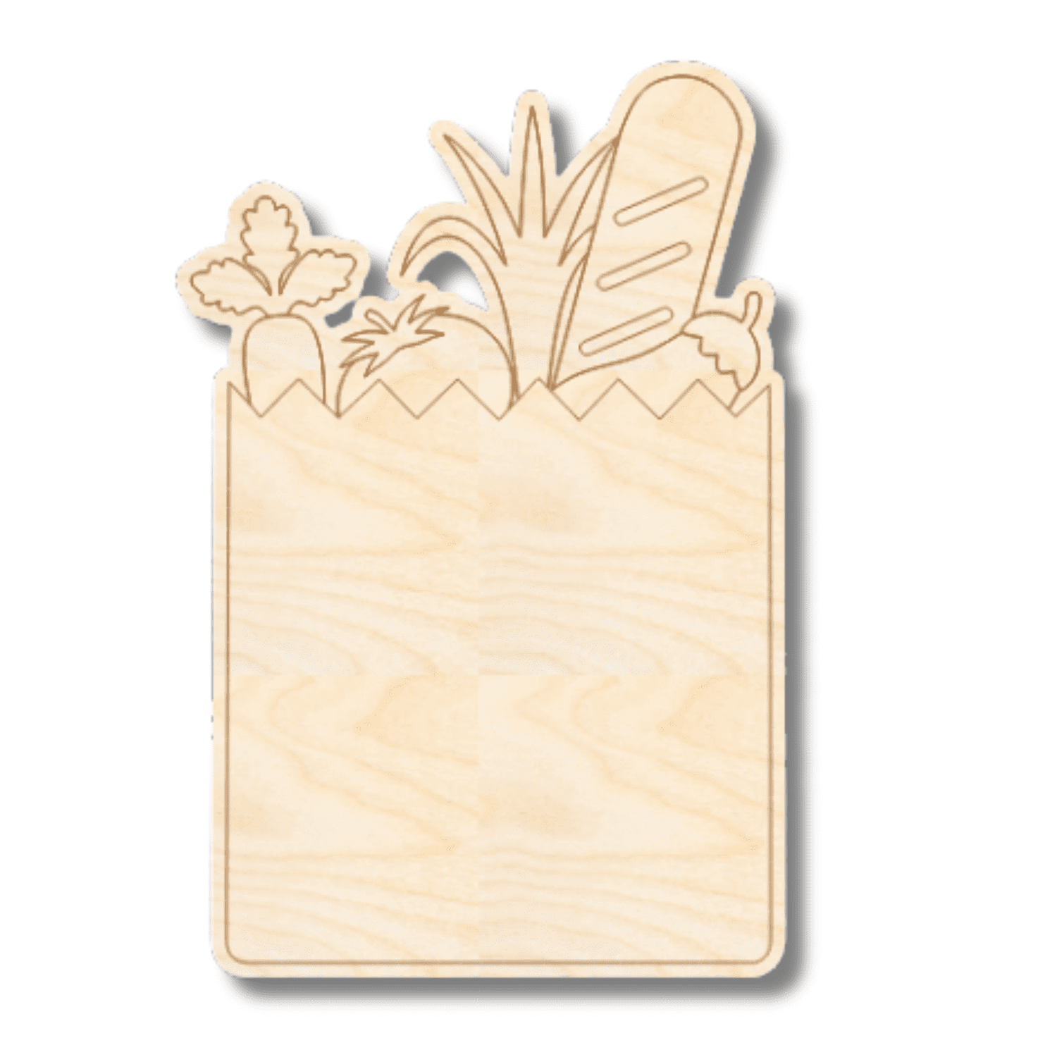 Unfinished Wood Etched Grocery Bag Shape | Paint By Line Crafts | up to ...