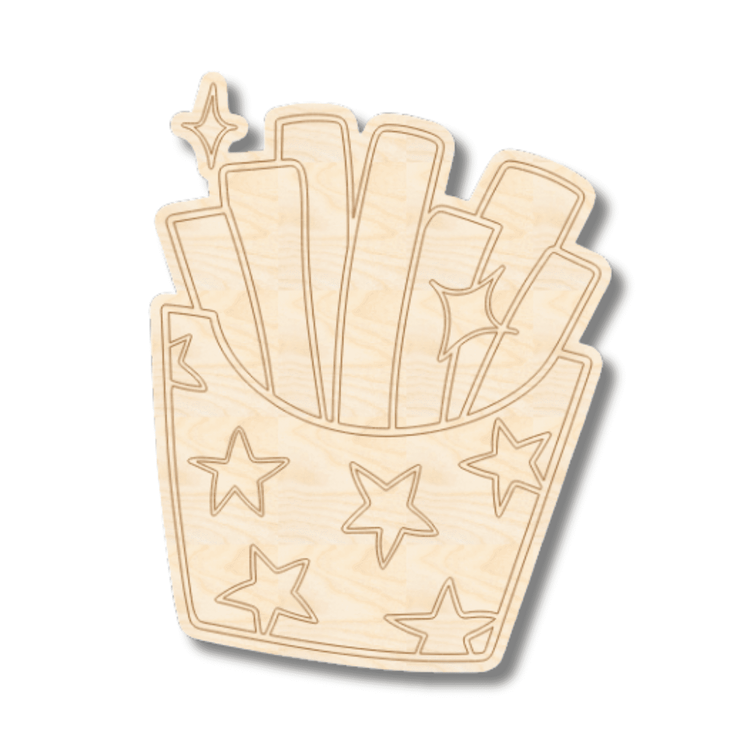 Unfinished Wood Etched Groovy Fries Shape 7" / 1/8" - Walmart.com