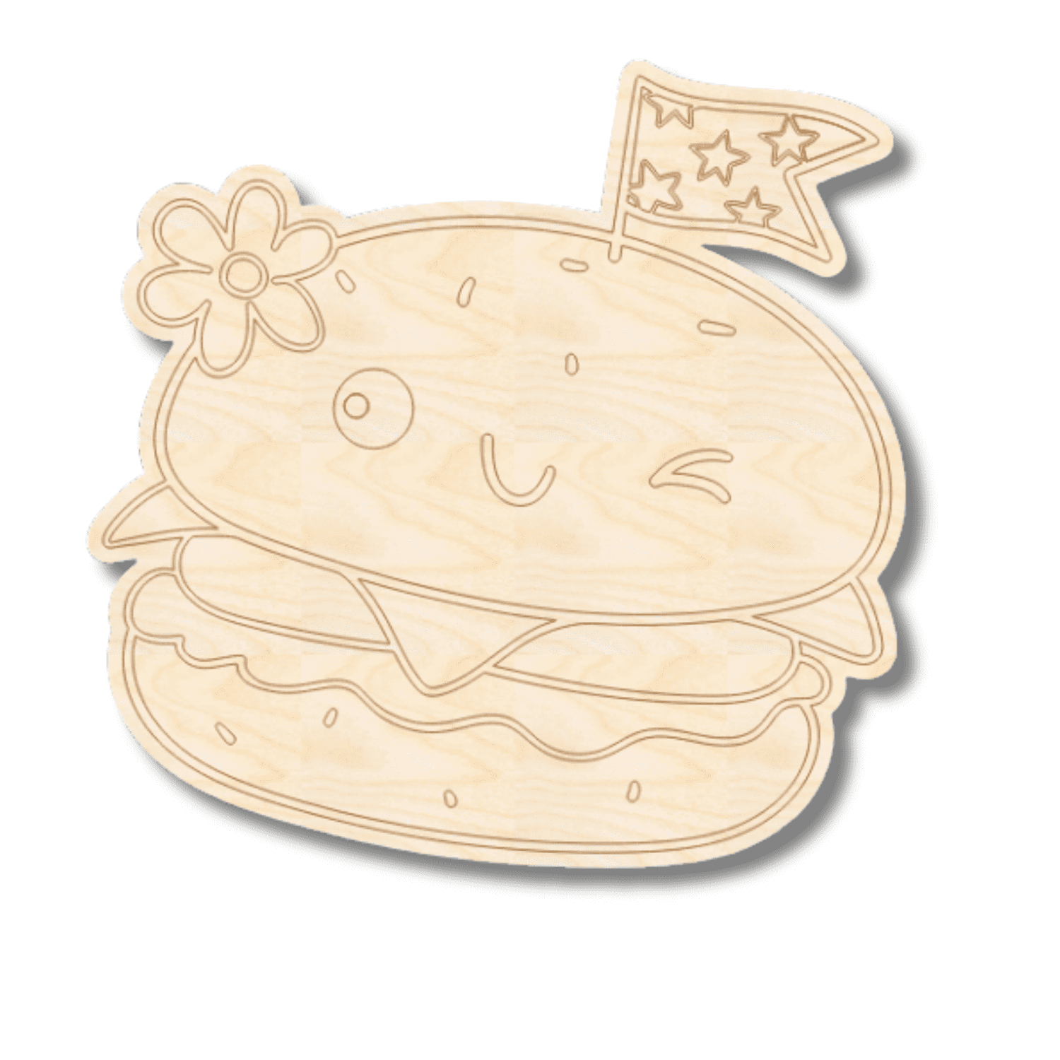 Unfinished Wood Etched Groovy Hamburger Shape | Paint By Line Crafts ...