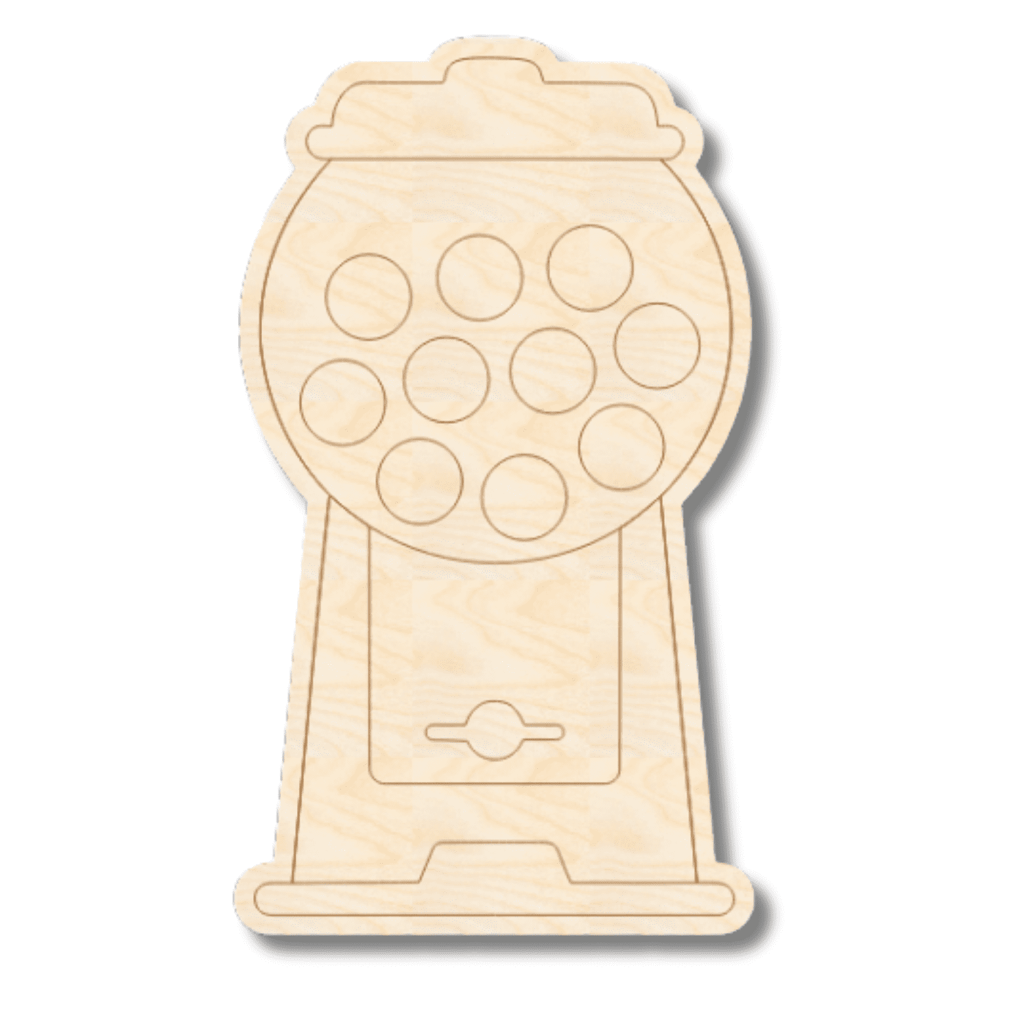 Unfinished Wood Etched Gumball Machine Shape 10" / 1/4" - Walmart.com