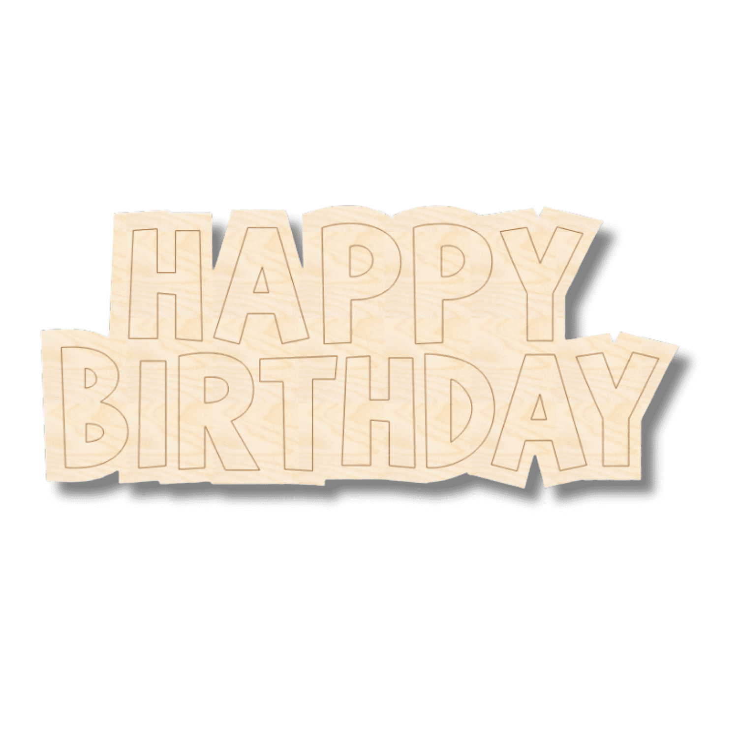 Unfinished Wood Etched Happy Birthday Shape | Paint By Line Crafts | up to 30" DIY 20" / 1/8 ...