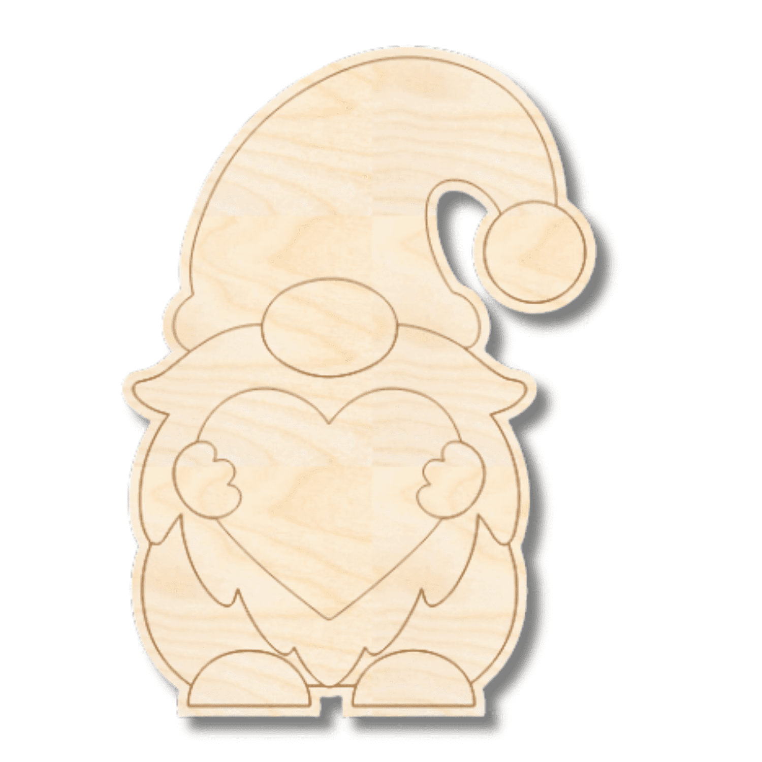 Unfinished Wood Etched Heart Gnome Shape | Paint By Line Crafts | up to ...