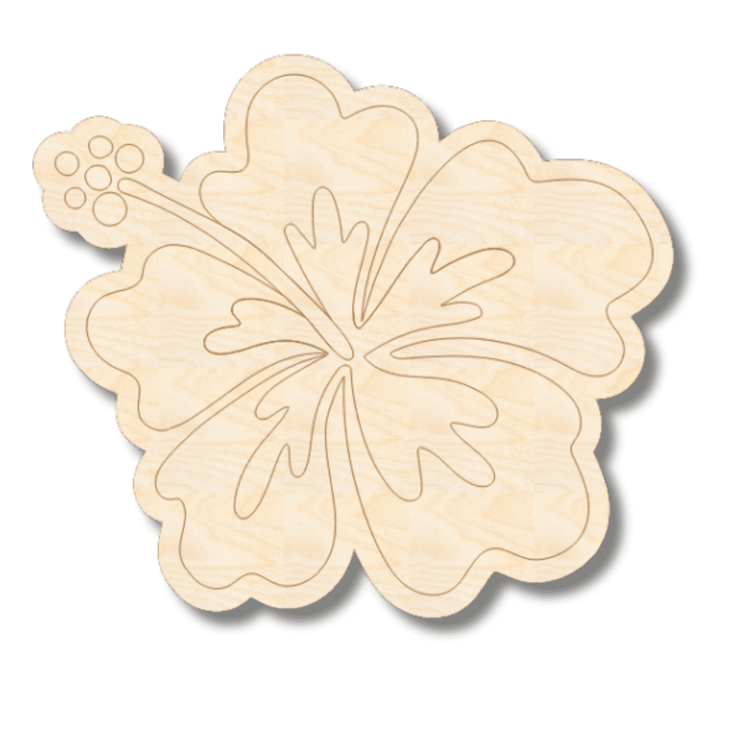 Unfinished Wood Etched Hibiscus Flower Shape | Paint By Line Crafts ...