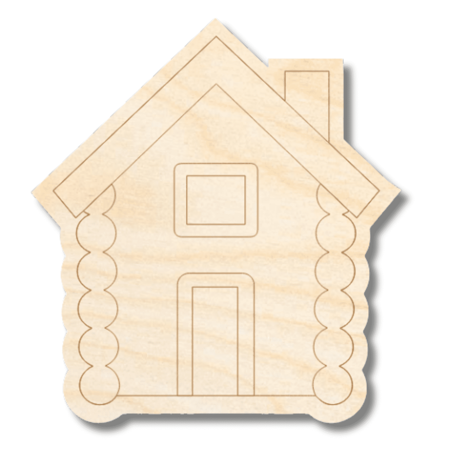 Unfinished Wood Etched Log Cabin Shape 10" / 1/8" - Walmart.com