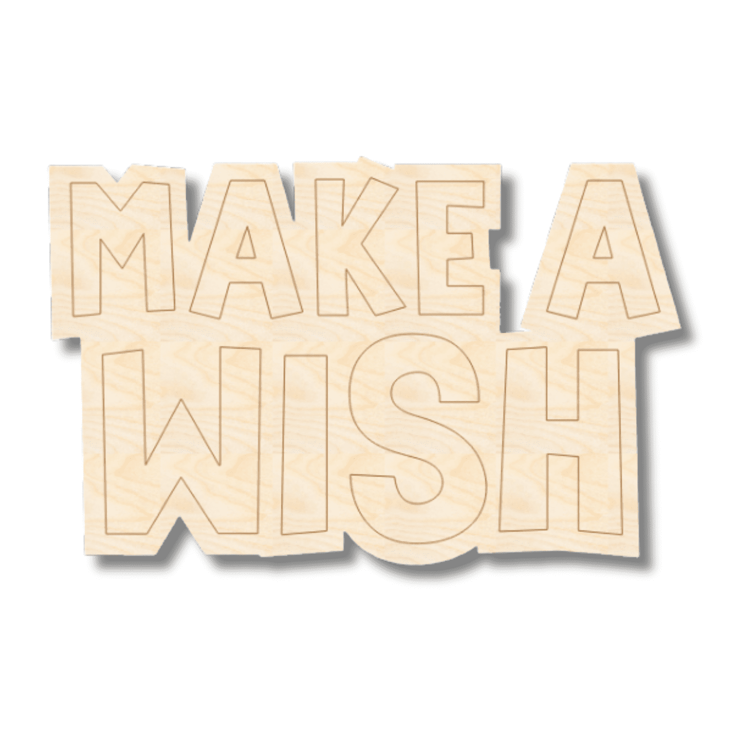 Unfinished Wood Etched Make a Wish Shape 8" / 1/8" - Walmart.com