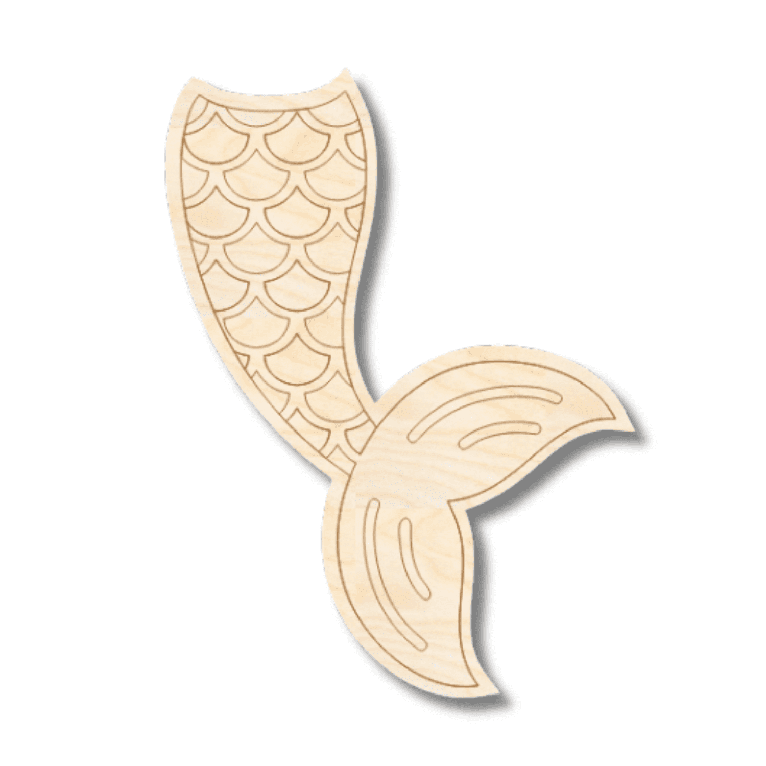 Unfinished Wood Etched Mermaid Tail Shape 6" / 1/8" - Walmart.com