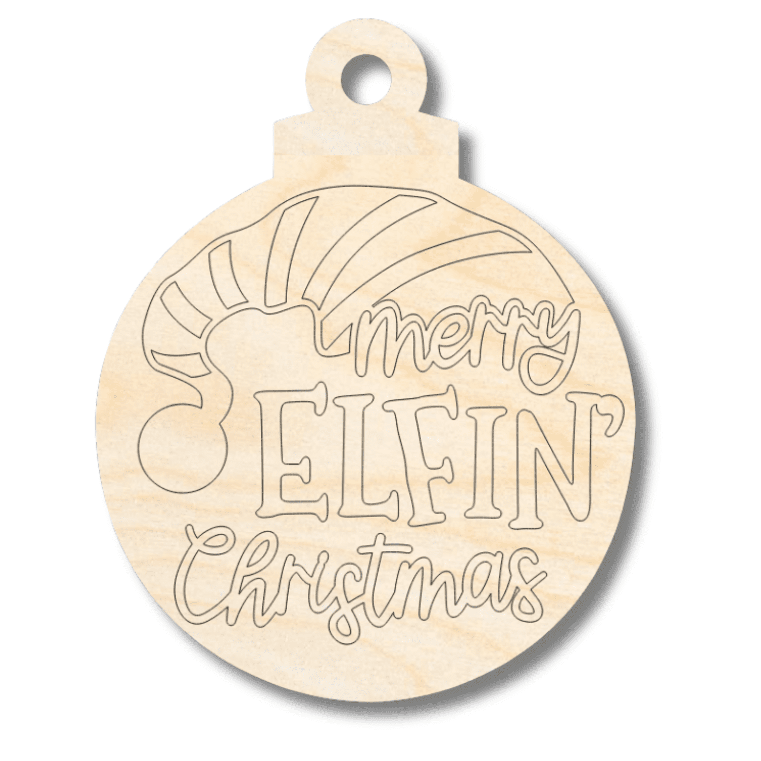Unfinished Wood Etched Merry Elfin' Christmas Ornament Shape 20" / 1/4 ...