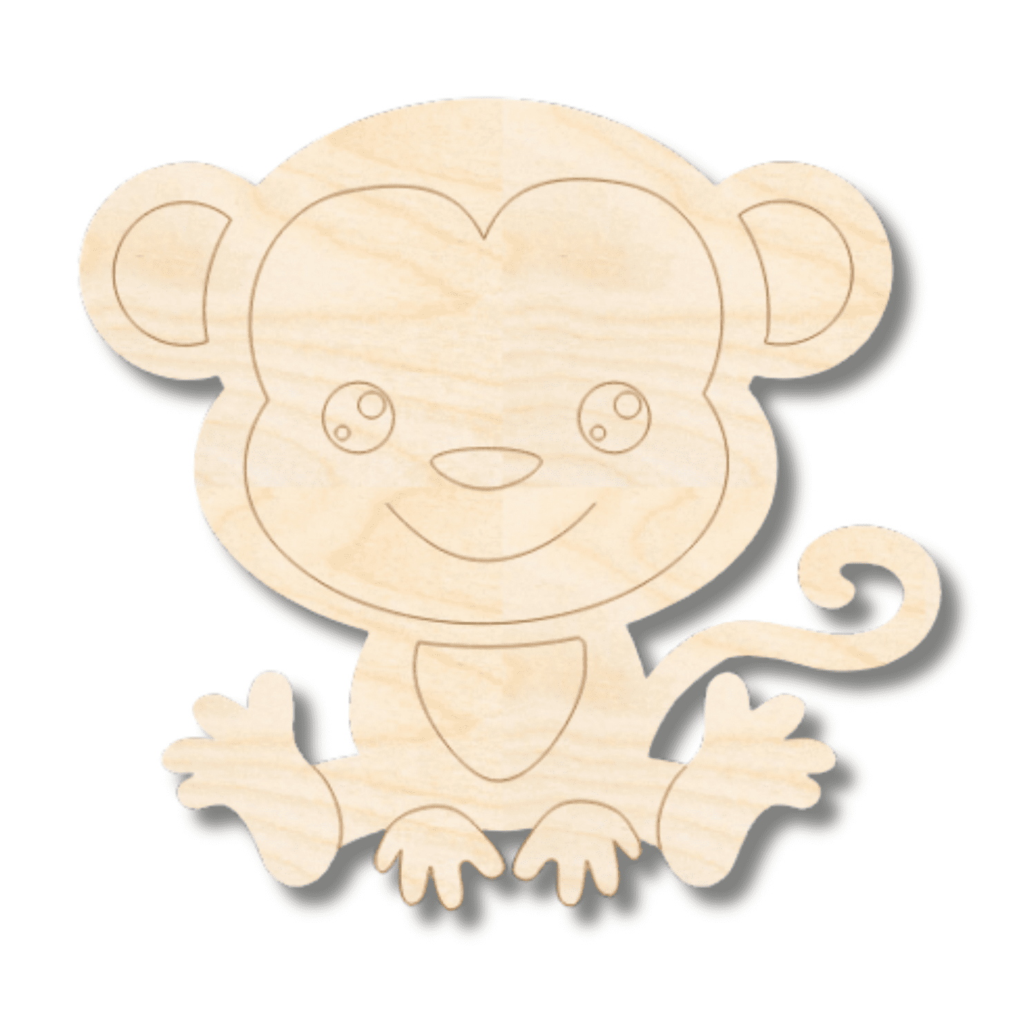 Unfinished Wood Etched Monkey Shape | Paint By Line Crafts | up to 30 ...