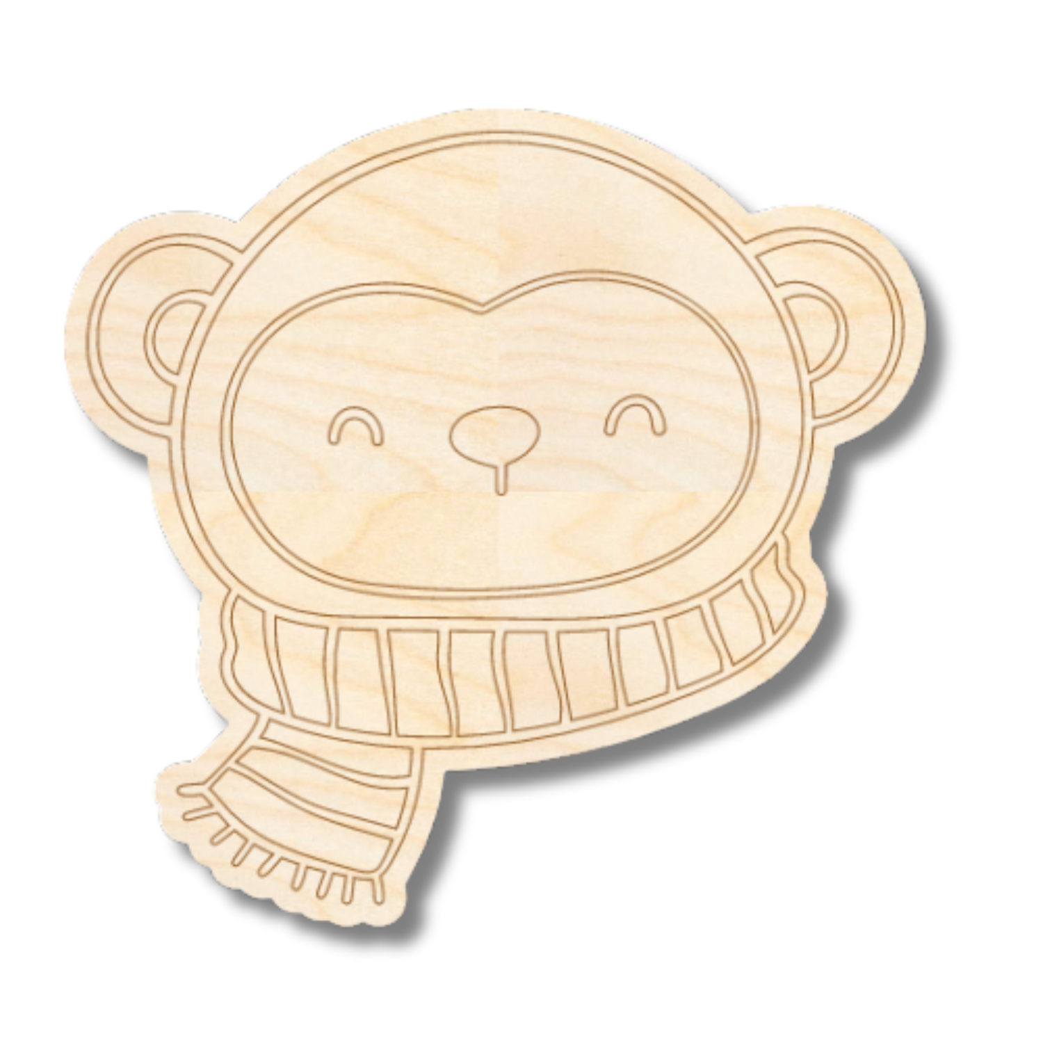 Unfinished Wood Etched Monkey with Scarf Shape | Paint By Line Crafts ...
