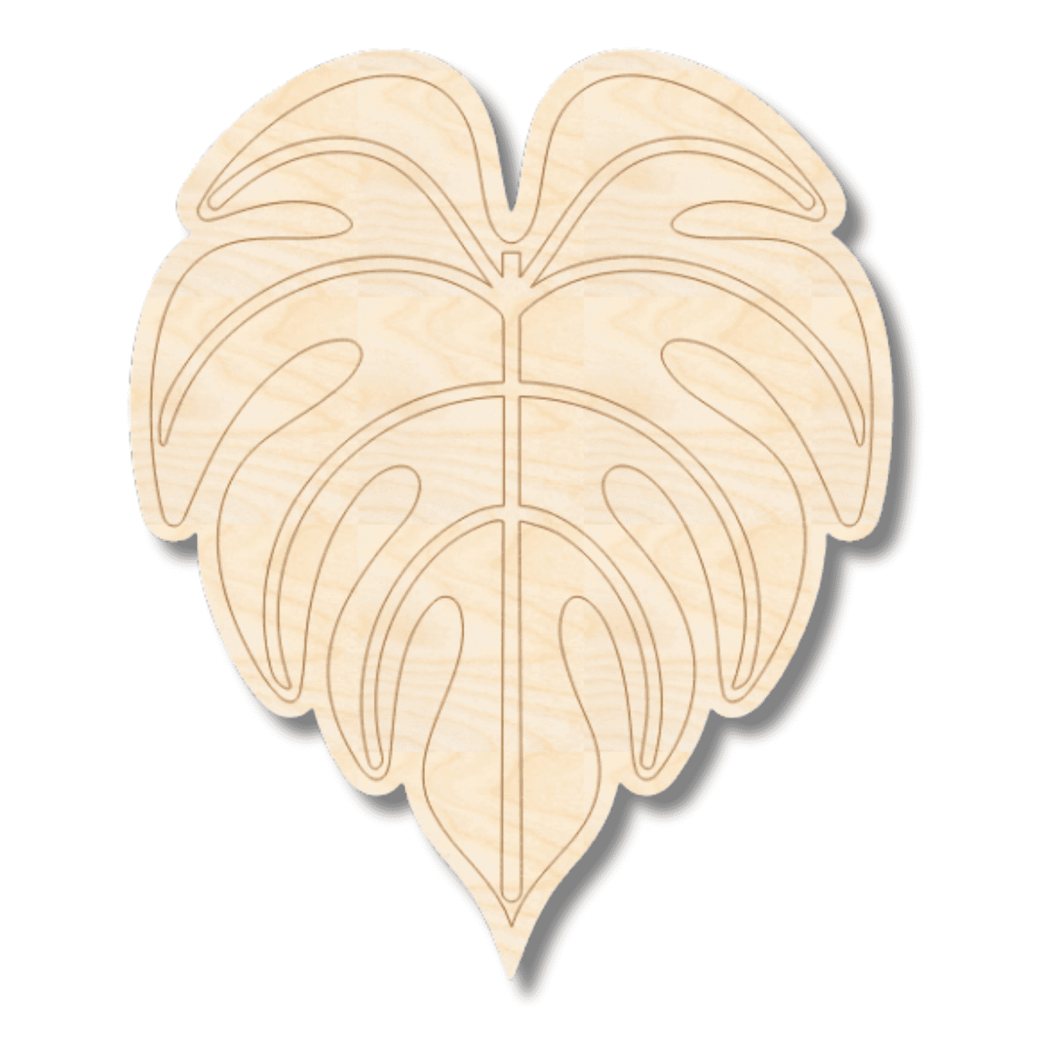 Unfinished Wood Etched Monstera Leaf Shape | Paint By Line Crafts | up to 30" DIY 3" / 1/4 ...