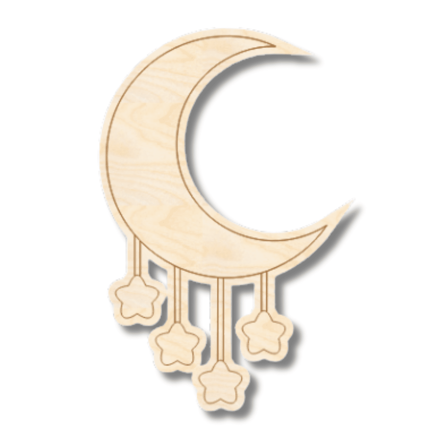 Unfinished Wood Etched Moon Mobile Shape 3" / 1/8" - Walmart.com
