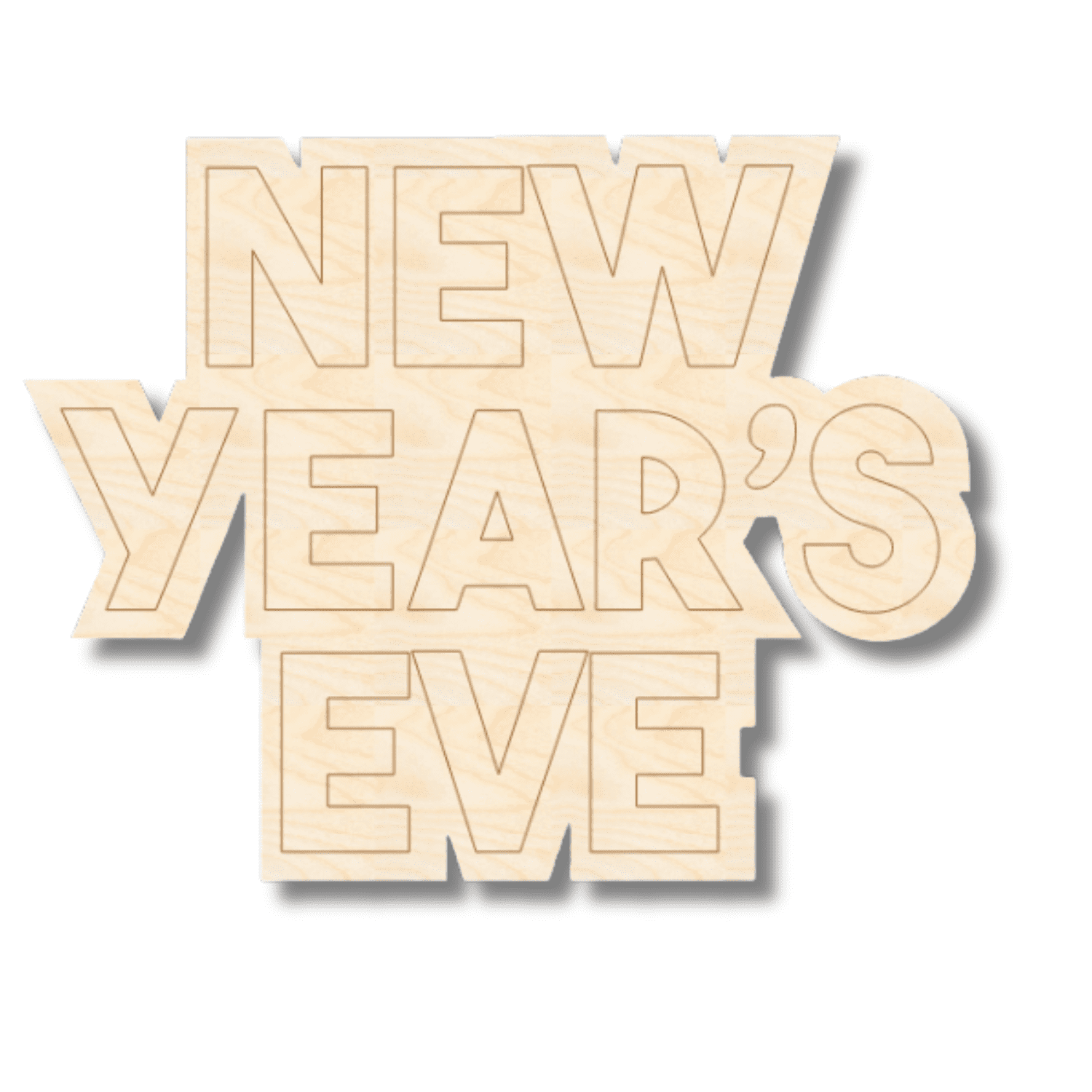 Unfinished Wood Etched New Year's Eve Shape | Paint By Line Crafts | up ...