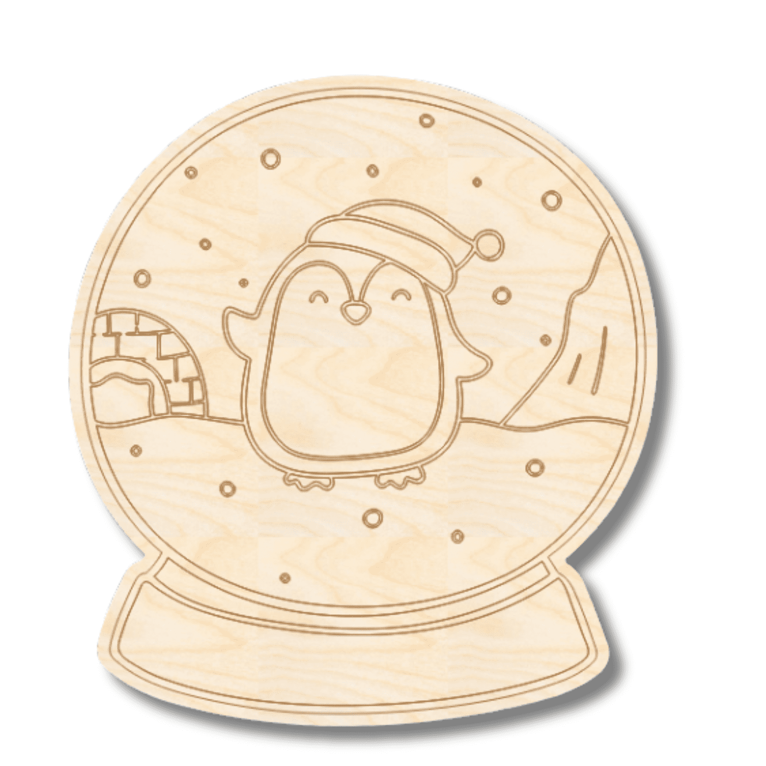 Unfinished Wood Etched Penguin Snowglobe Shape | Paint By Line Crafts ...