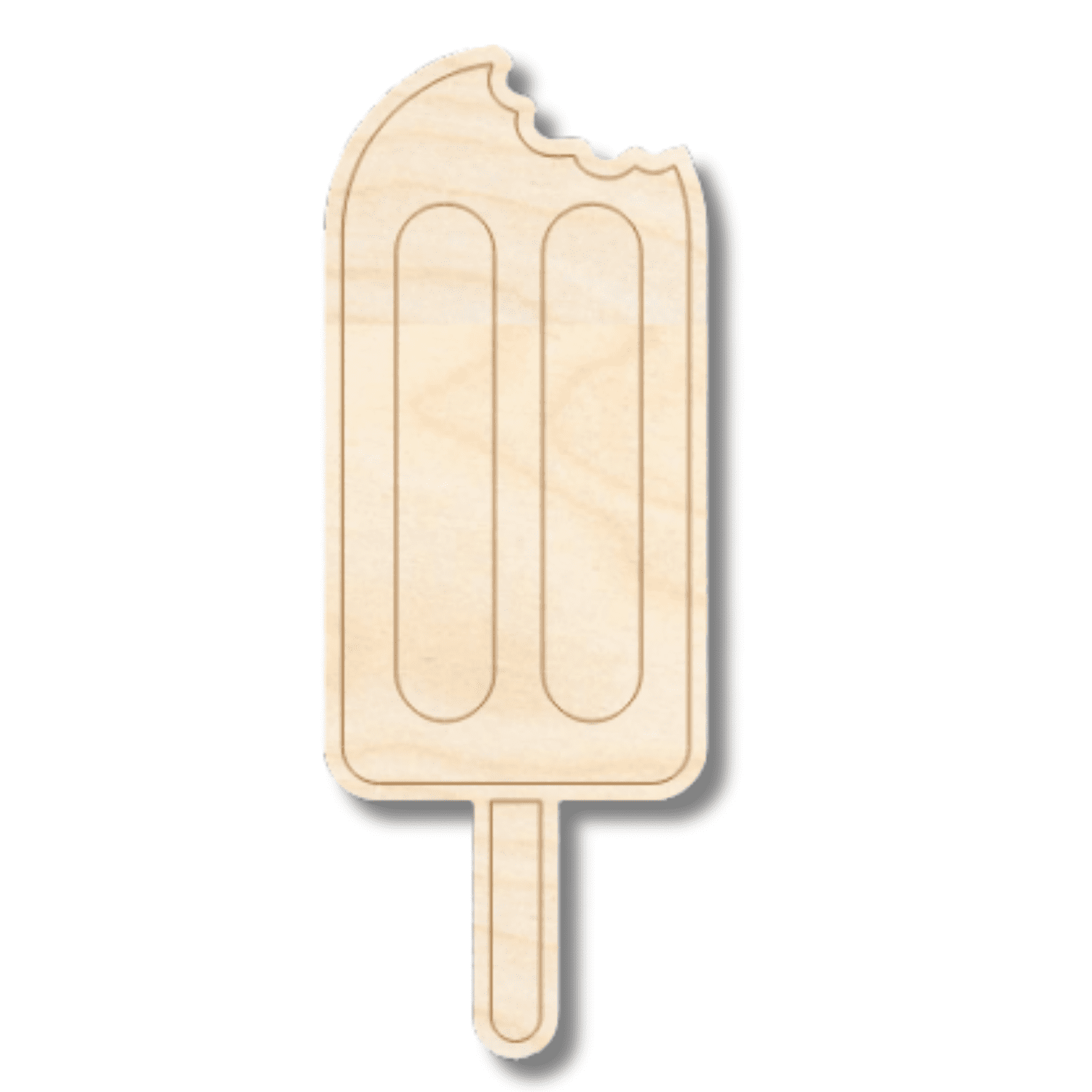 Unfinished Wood Etched Popsicle With Bite Shape 10" / 1/4" - Walmart.com