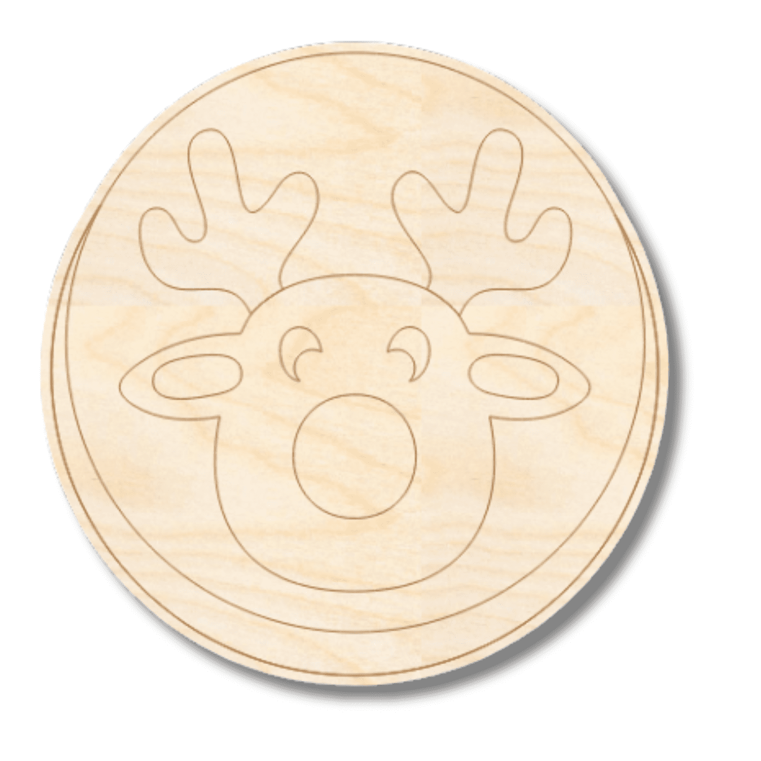 Unfinished Wood Etched Reindeer Cookie Shape 8" / 1/4" - Walmart.com