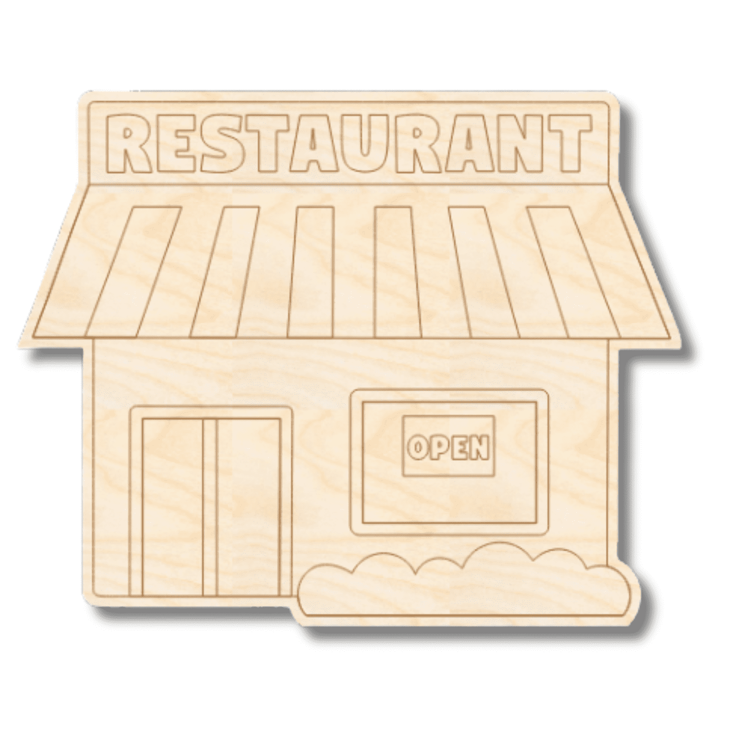 Unfinished Wood Etched Restaurant Shape | Paint By Line Crafts | up to ...