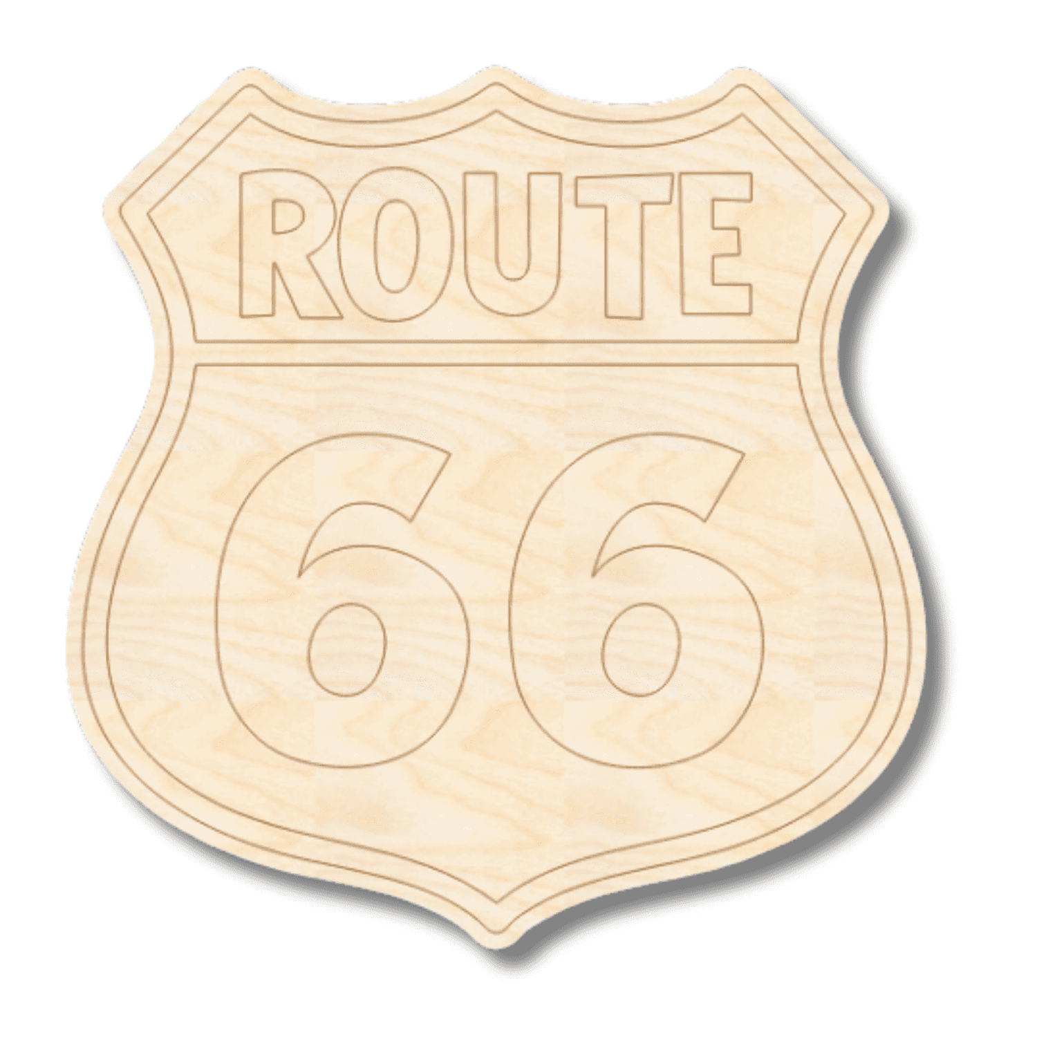 Unfinished Wood Etched Route 66 Shape | Paint By Line Crafts | up to 30 ...