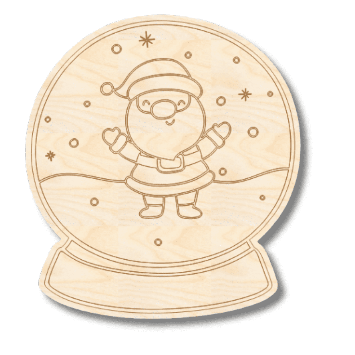 Unfinished Wood Etched Santa Snow Globe Shape 14" / 1/8" - Walmart.com