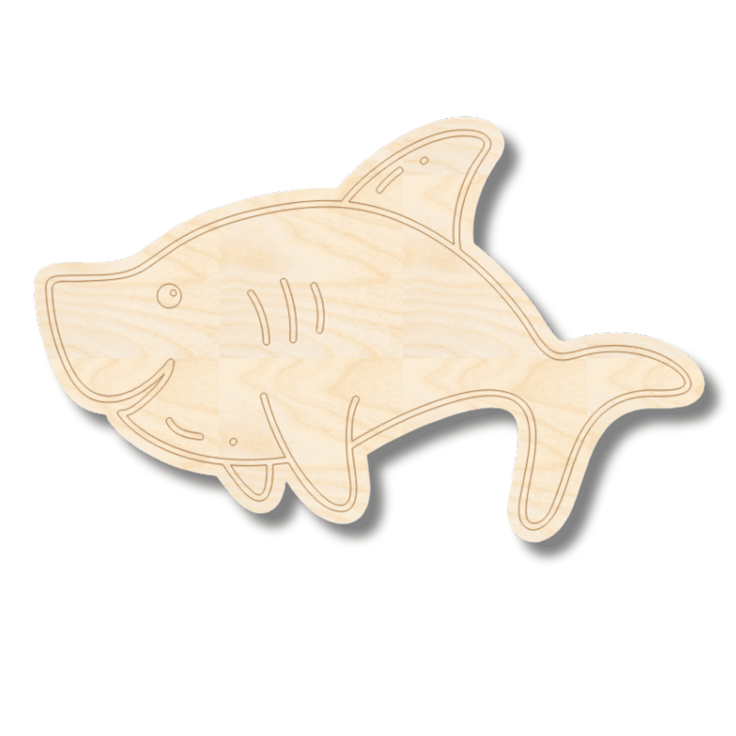 Unfinished Wood Etched Shark Shape | Paint By Line Crafts 10" / 1/8 ...