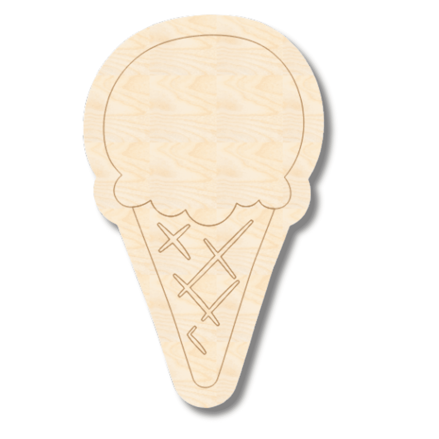 Unfinished Wood Etched Single Ice Cream Scoop Shape | Paint By Line ...