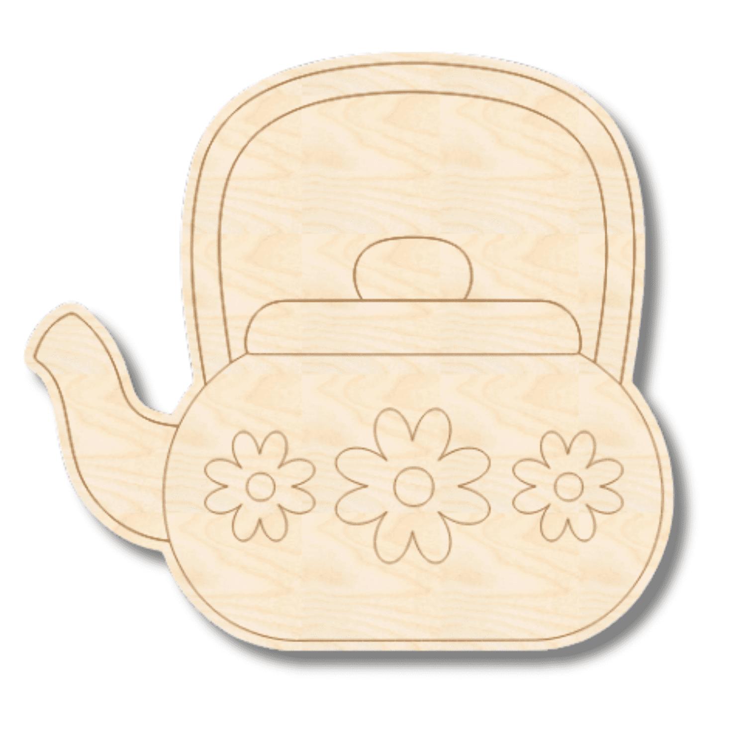 Unfinished Wood Etched Tea Kettle Shape | Paint By Line Crafts | up to ...