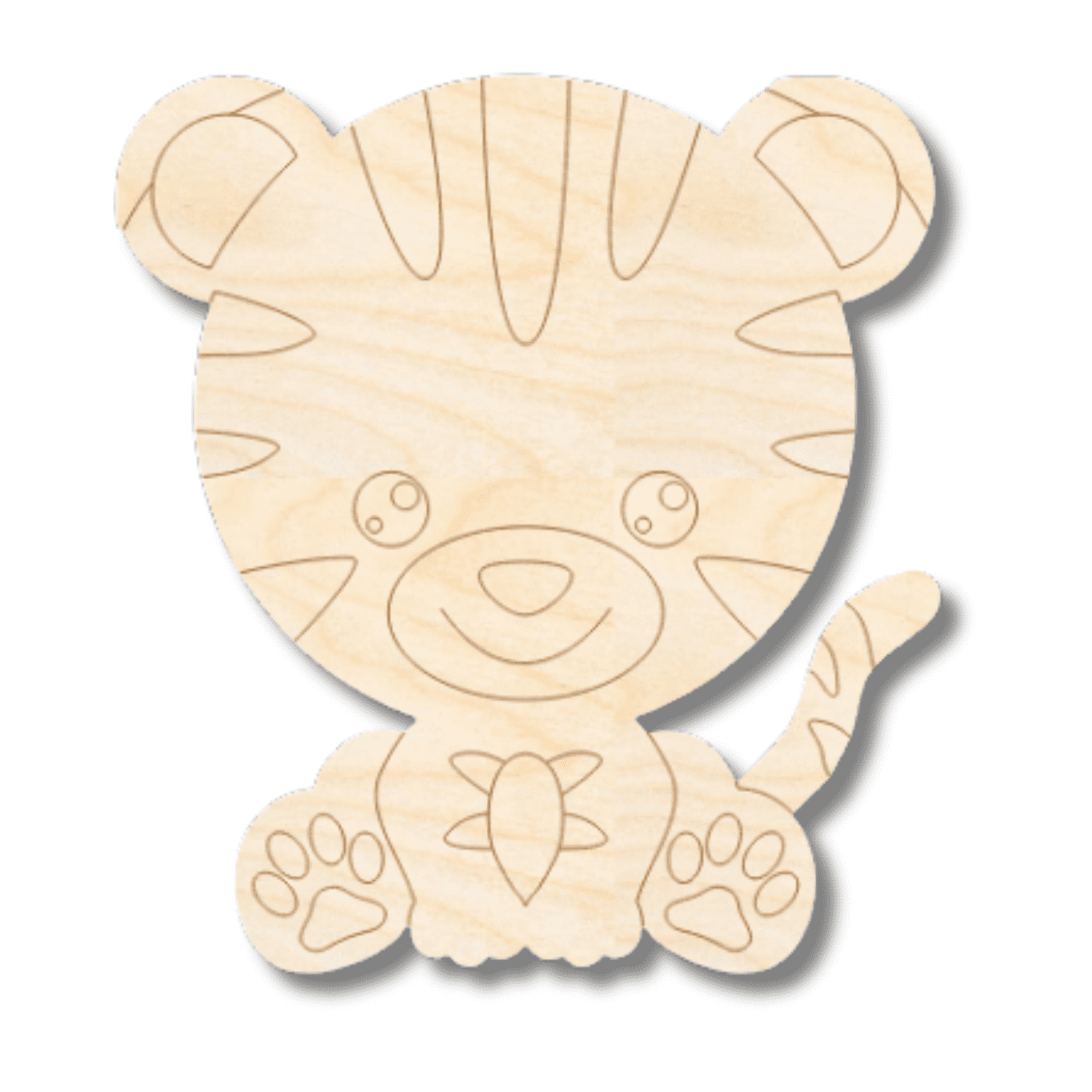 Unfinished Wood Etched Tiger Shape | Paint By Line Crafts | up to 30 ...