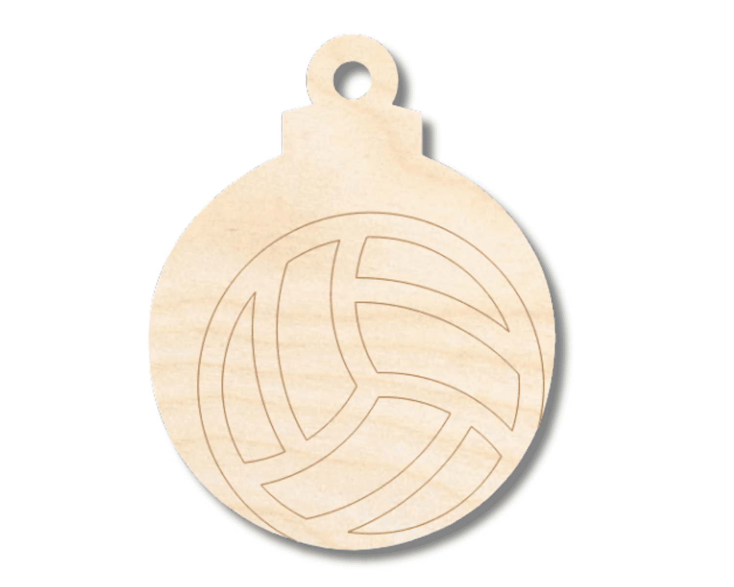 Unfinished Wood Etched Volleyball Ornament Shape | Paint By Line Crafts ...