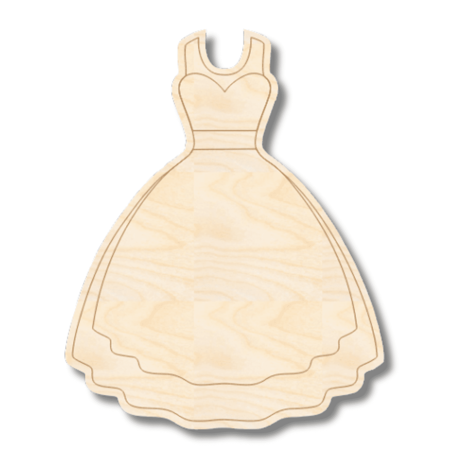 Unfinished Wood Etched Wedding Dress Shape 3" / 1/8" - Walmart.com