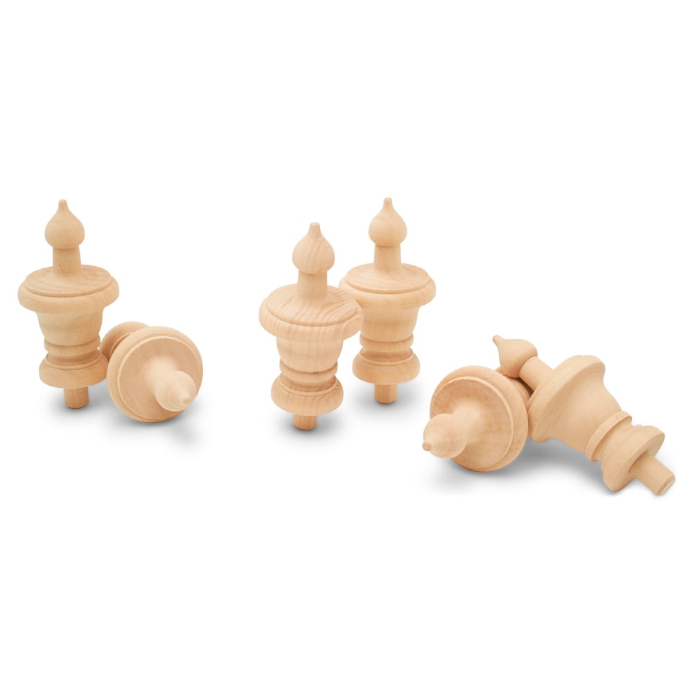 Unfinished Wood Finials Decorative, 3-1/2 inch, for Bed Post Finial ...
