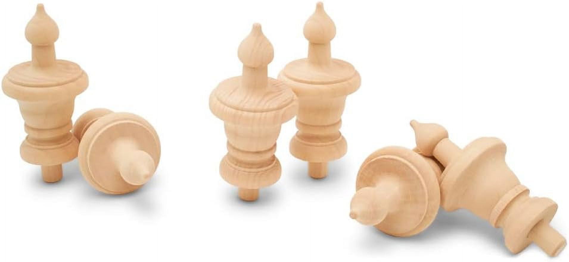Unfinished Wood Finials Decorative, 3-1/2 inch, for Bed Post Finial ...