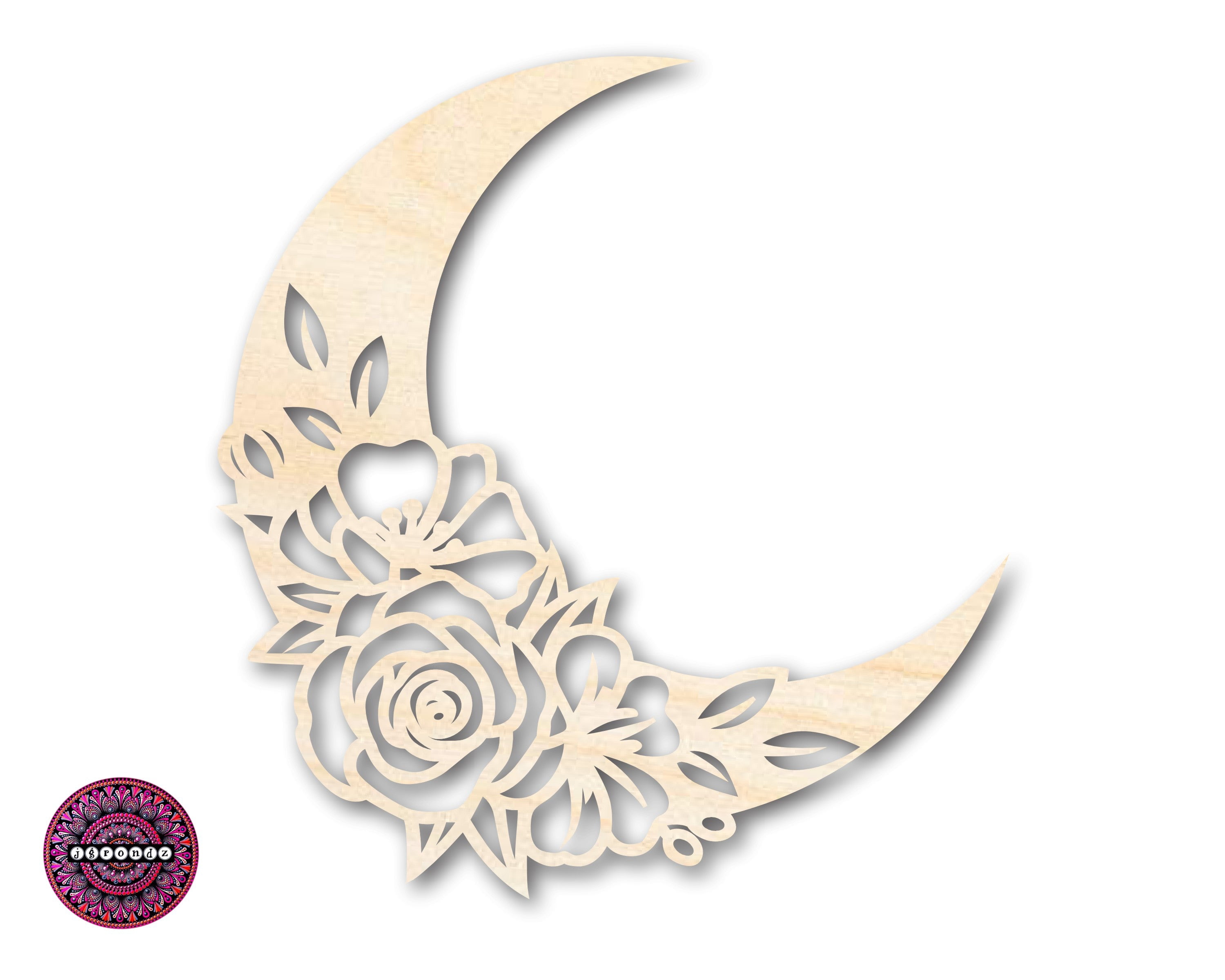 Unfinished Wood Floral Moon Shape | JGrondz | DIY Craft Cutout | up to ...