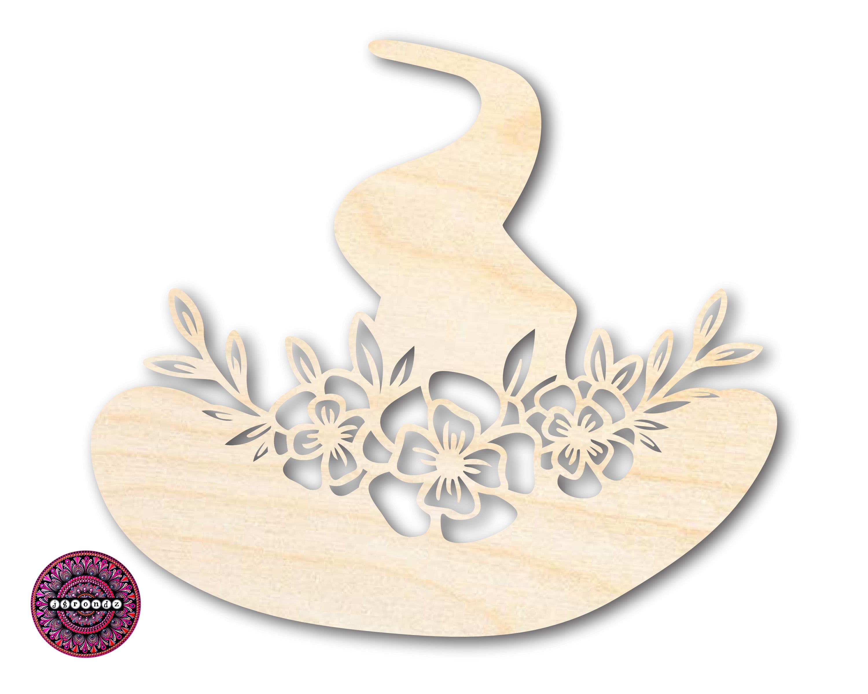 Unfinished Wood Floral Witch Hat Shape 8" / 1/8" - Walmart.com