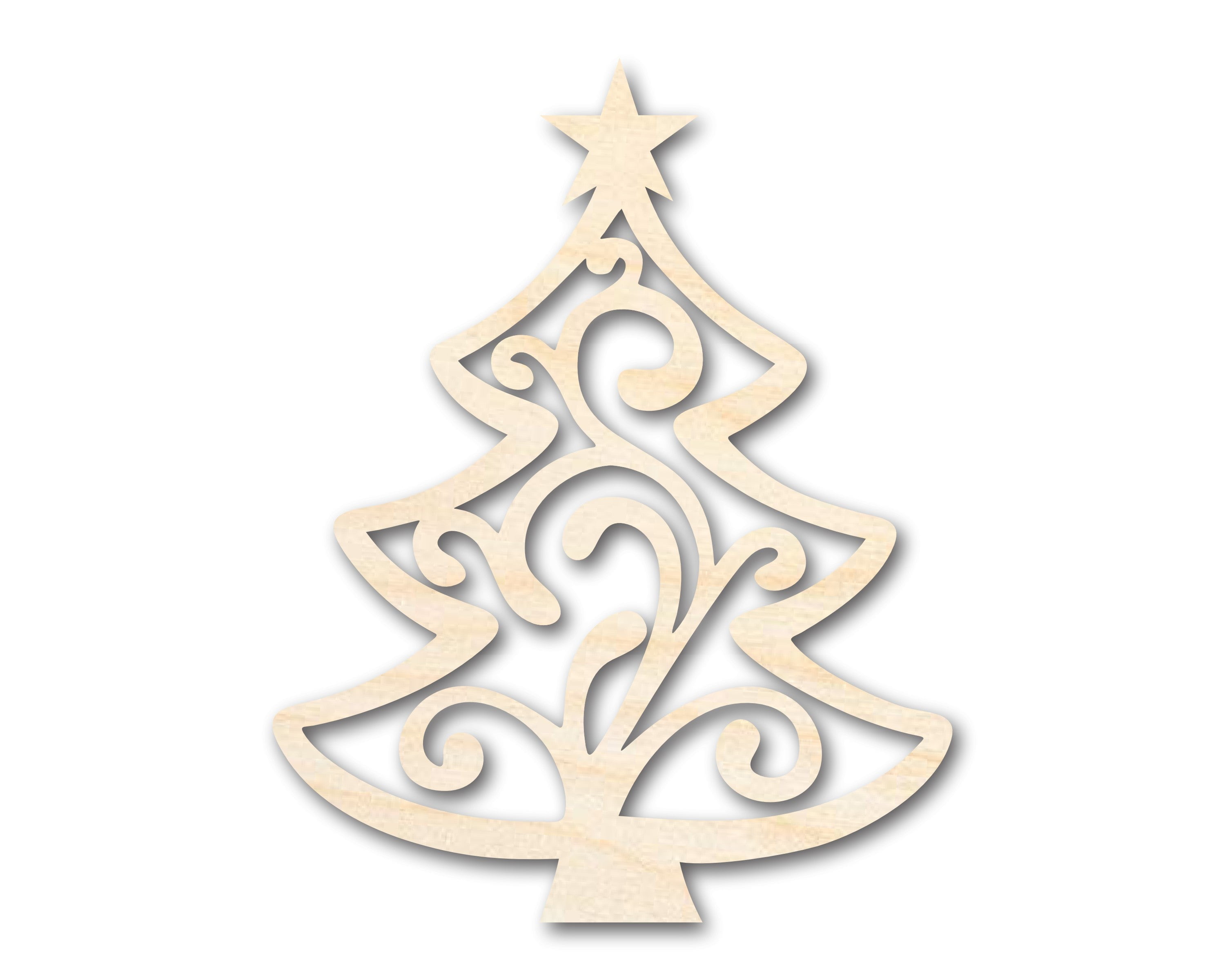 Unfinished Wood Flourish Christmas Tree Shape - Craft - up to 46" 14 ...
