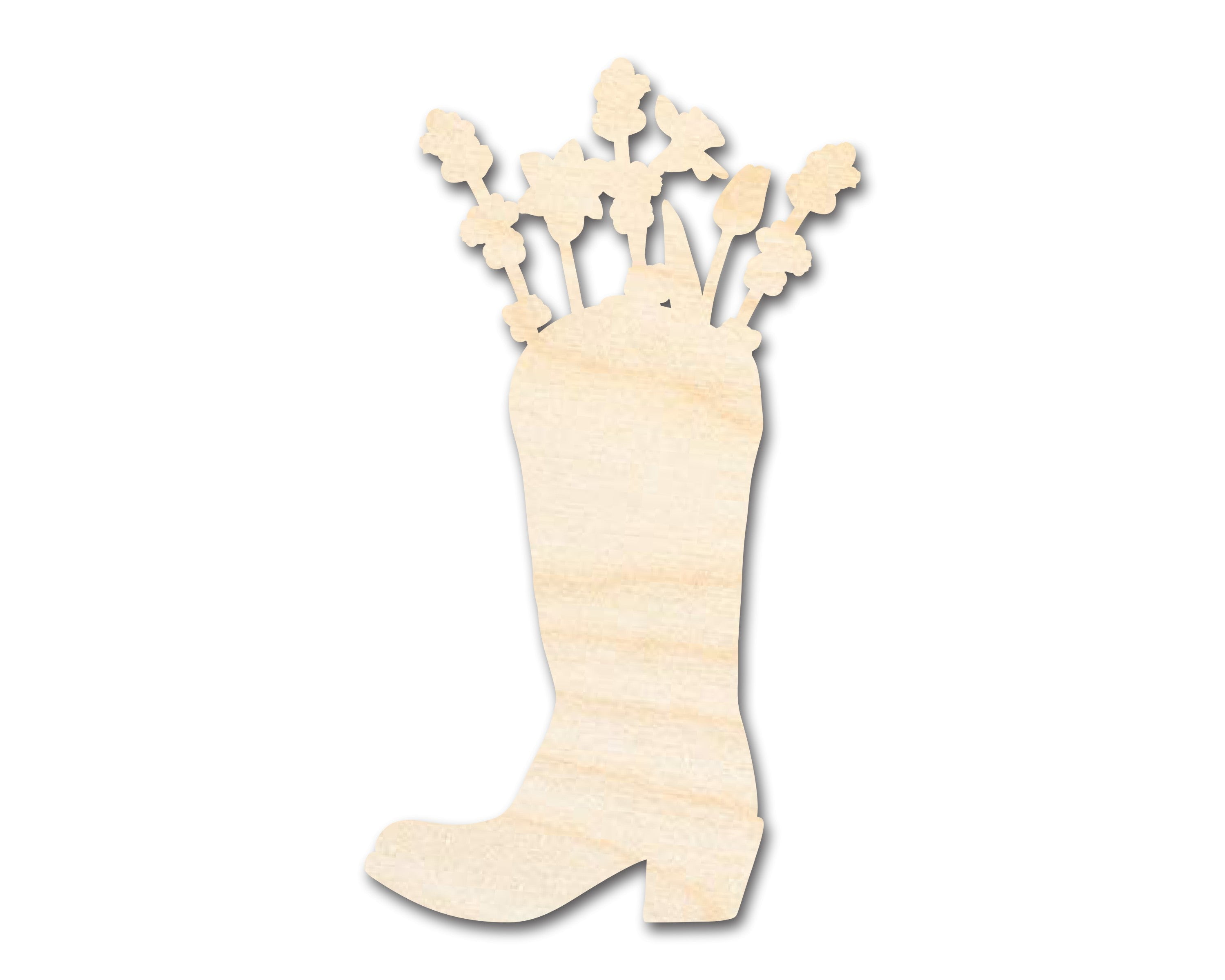Unfinished Wood Flower Boot Shape | DIY Craft Cutout 8" / 1/2 ...