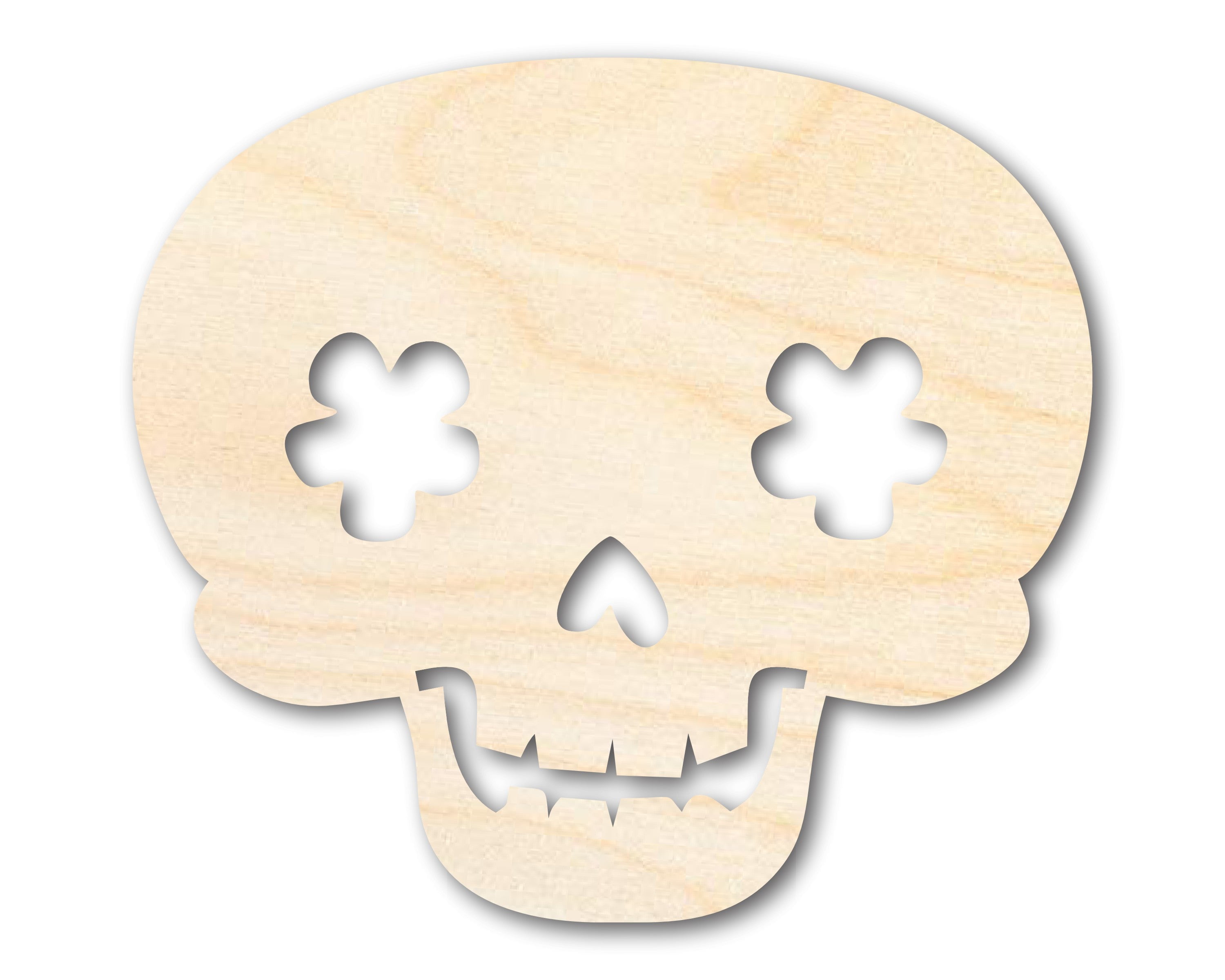Unfinished Wood Flower Skull Shape | DIY Day of the Dead Craft Cutout ...