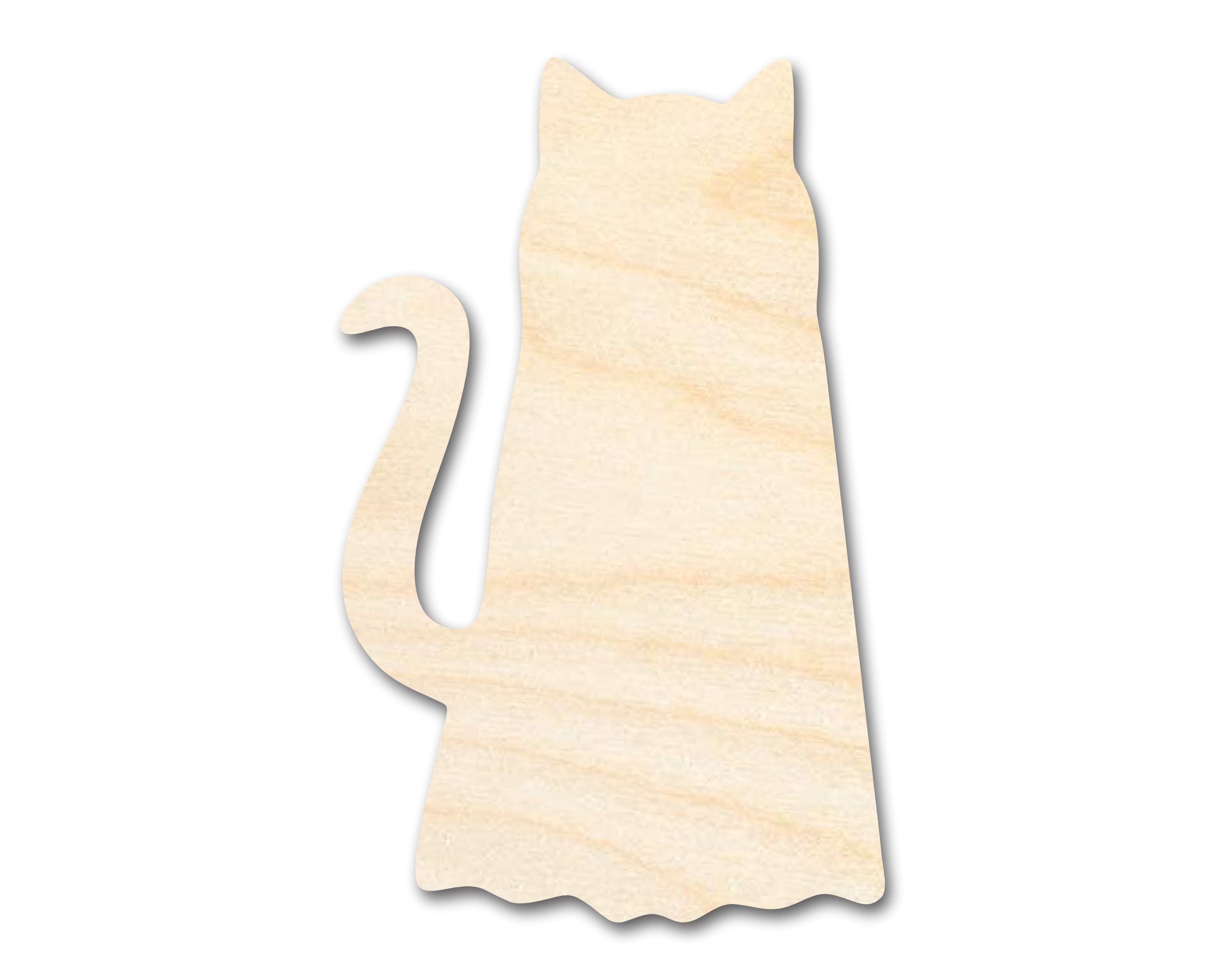 Unfinished Wood Ghost Cat Shape | DIY Halloween Cat Craft Cutout | up ...