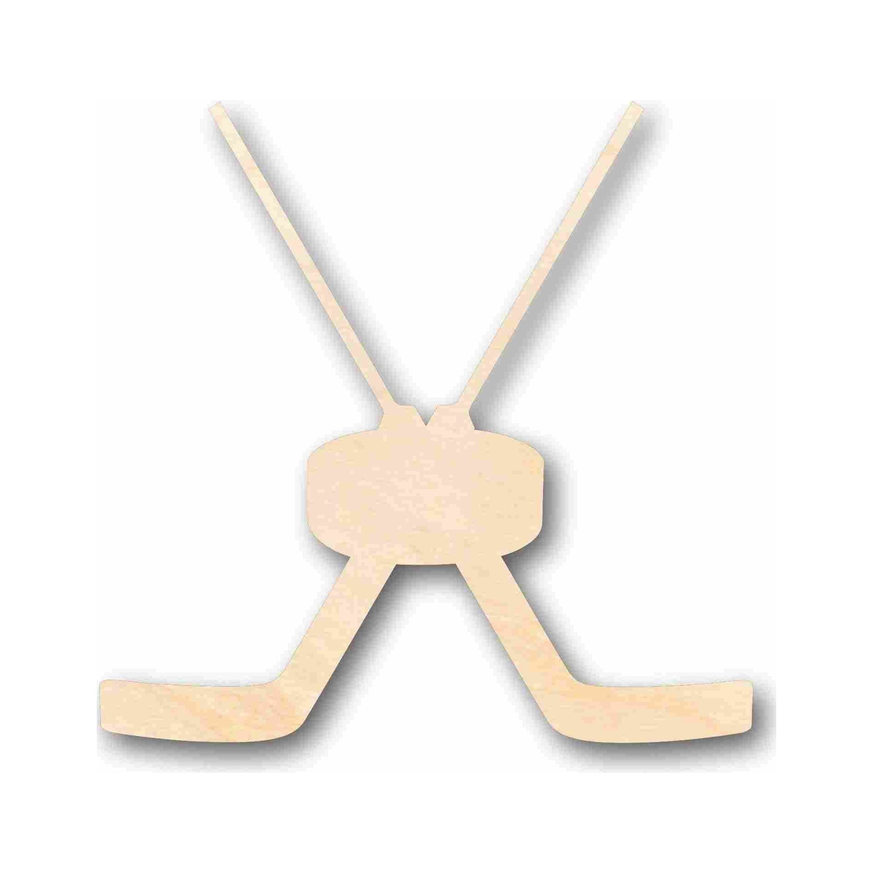 Unfinished Wood Goalie Hockey Sticks Pair with Puck Silhouette - Craft ...