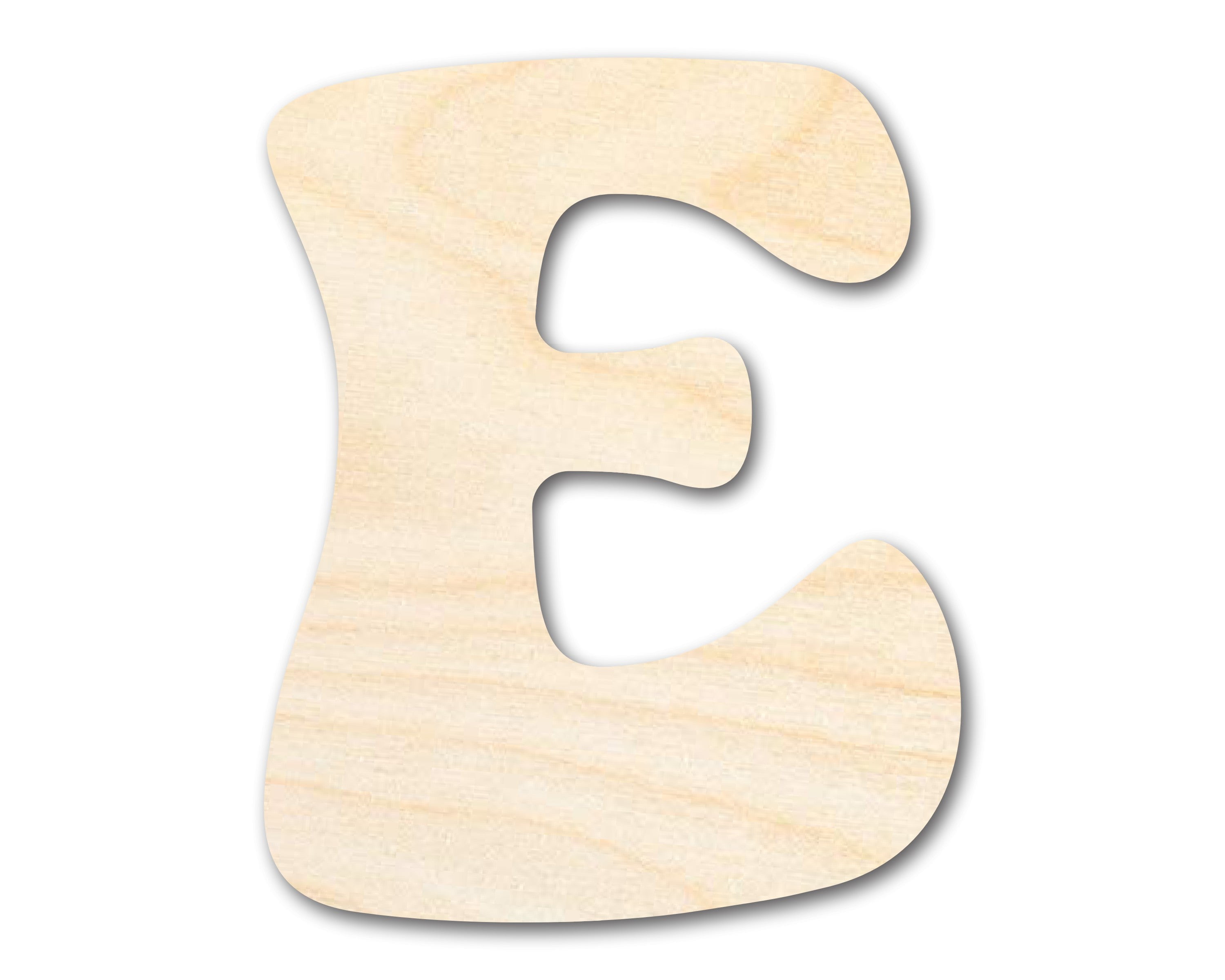 Unfinished Wood Groovy E Font Shape 24" / 3/4" - Walmart.com