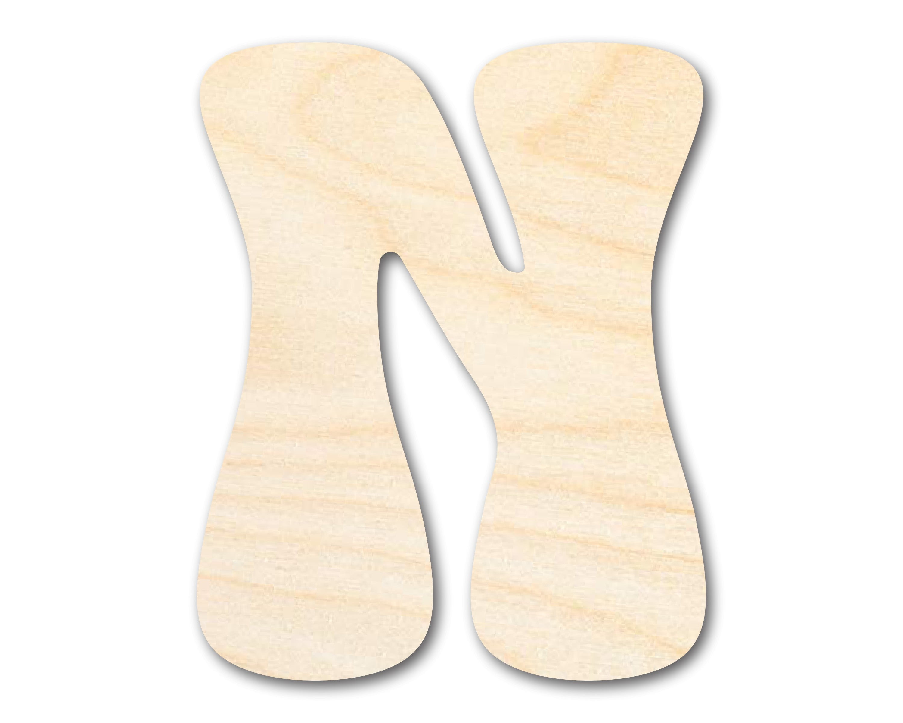 Unfinished Wood Groovy N Font Shape | DIY Craft Cutout | up to 46" DIY ...