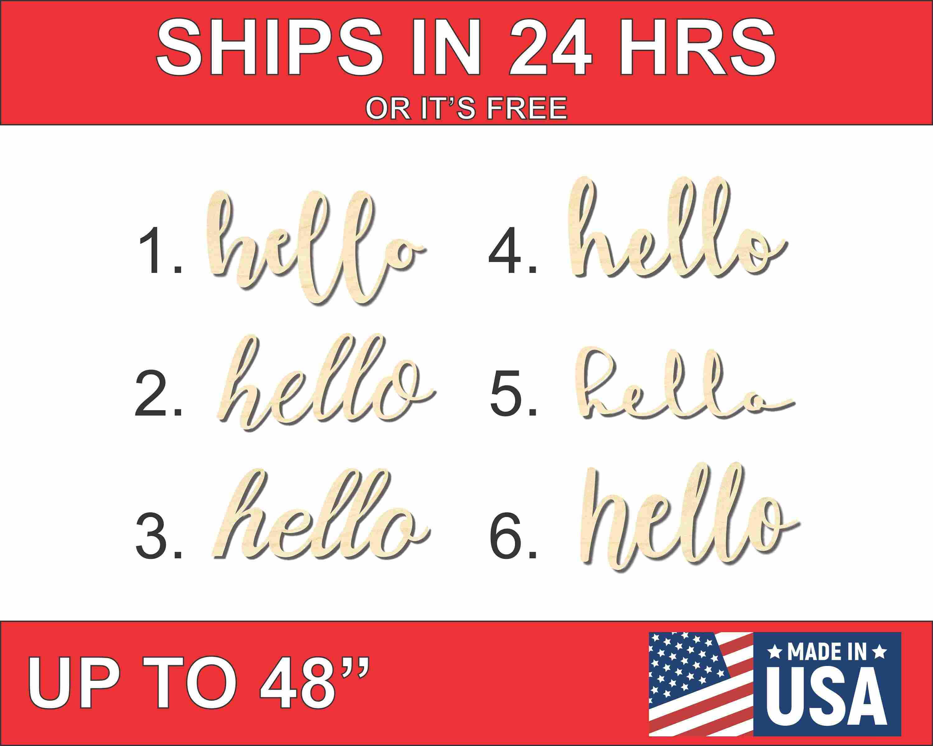 Unfinished Wood Hello Cutout up to 48" Wide - Home Decor DIY #1 - 48 ...
